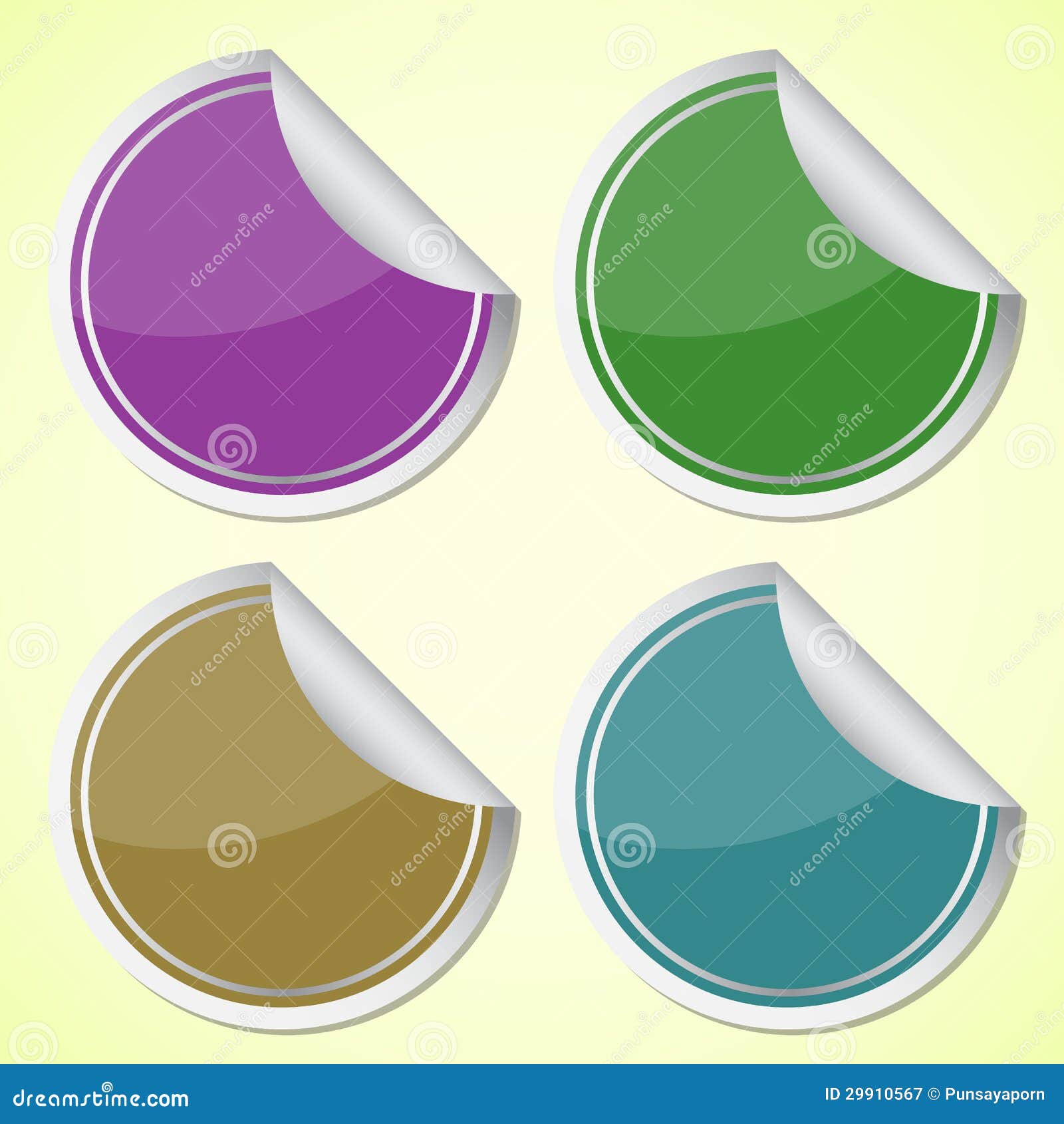 Set of Colourful Circle Stickers Stock Vector - Illustration of green ...