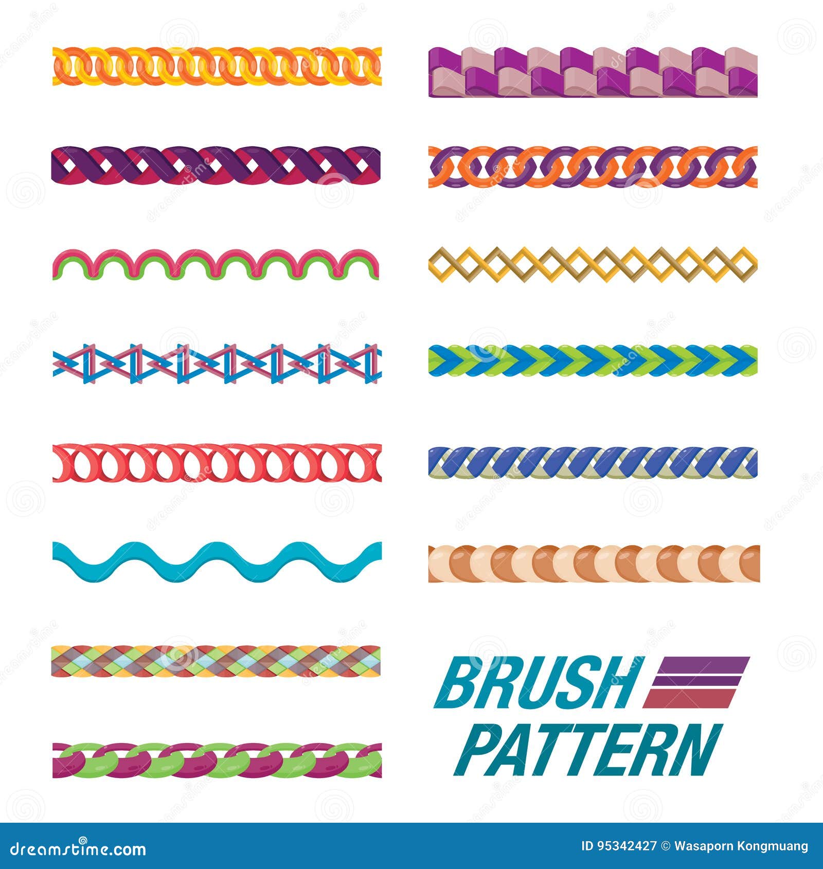 Set of Colourful Line Pattern Stock Vector - Illustration of frame ...