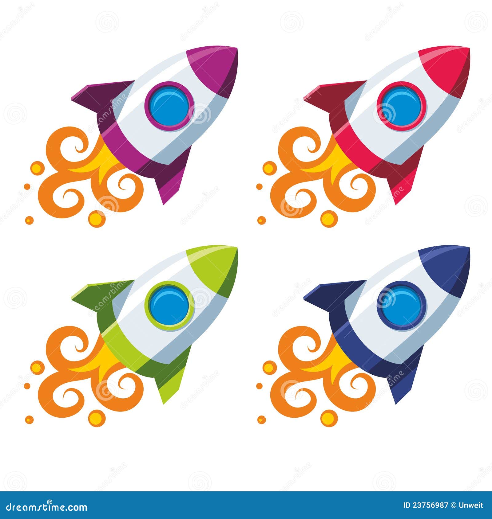 Set of colourful rockets stock vector. Illustration of futuristic ...