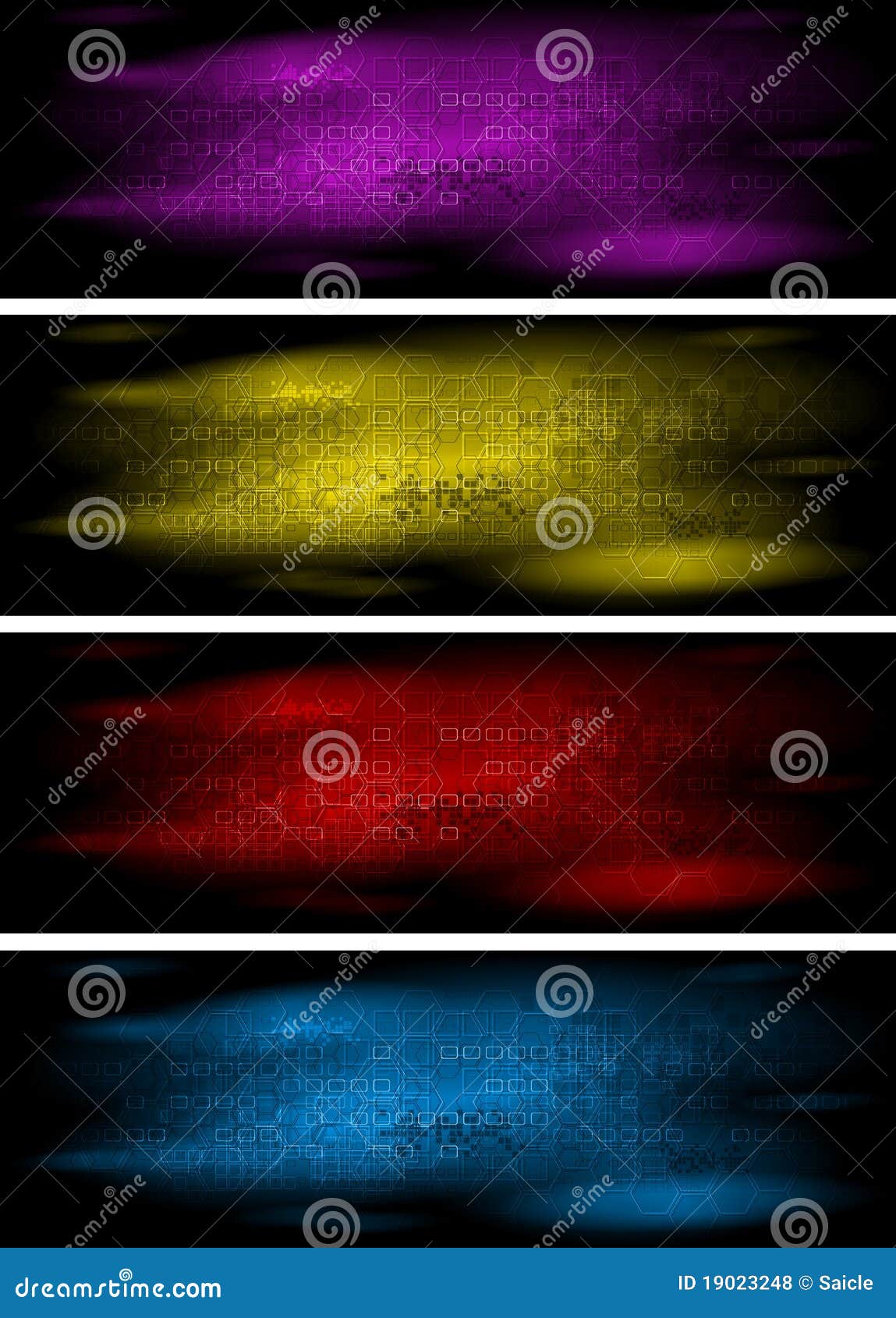 Set of Colourful Tech Banners Stock Vector - Illustration of iridescent ...