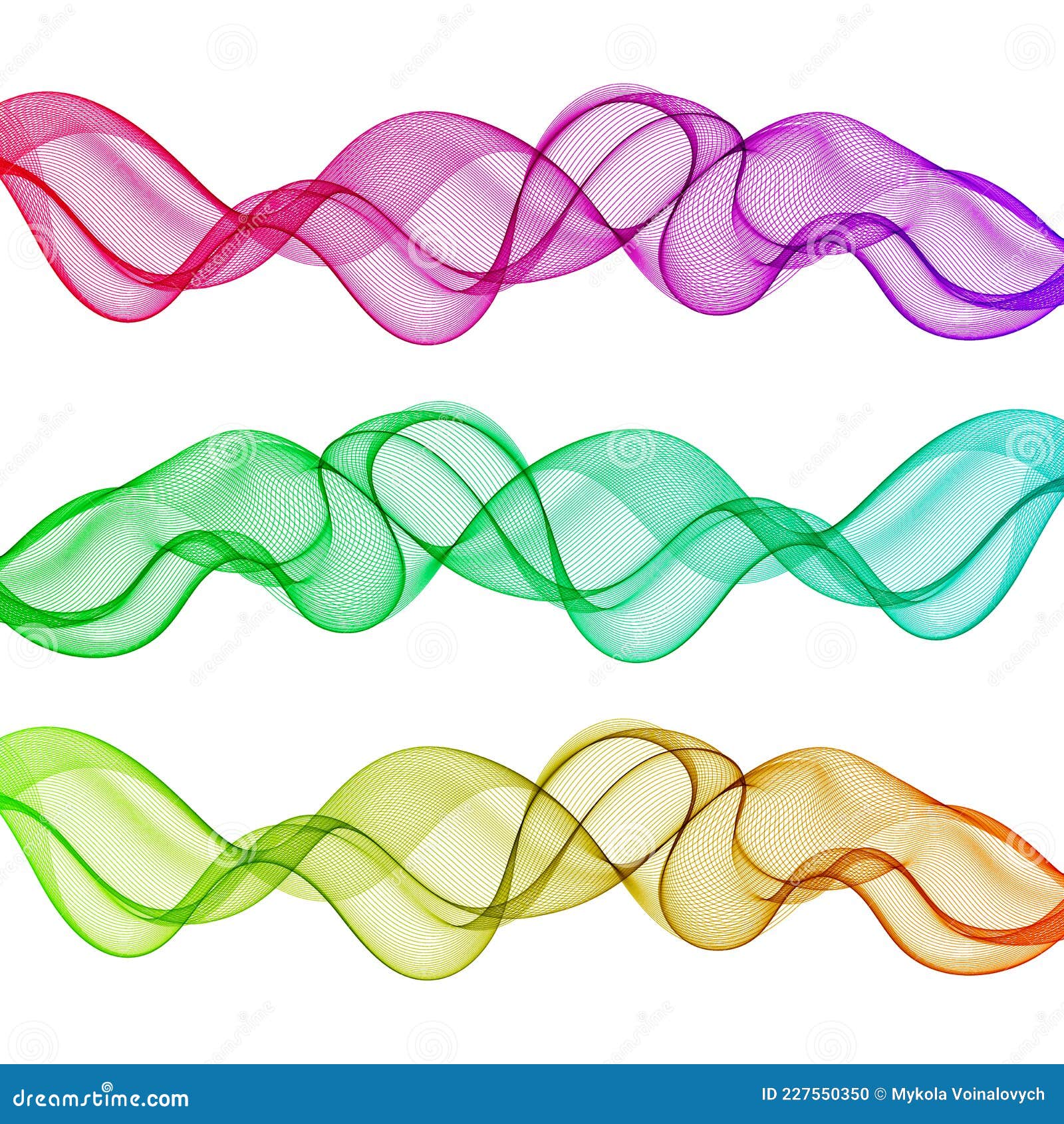Set of Colourful Wave Isolated on White Background. Vector Illustration ...