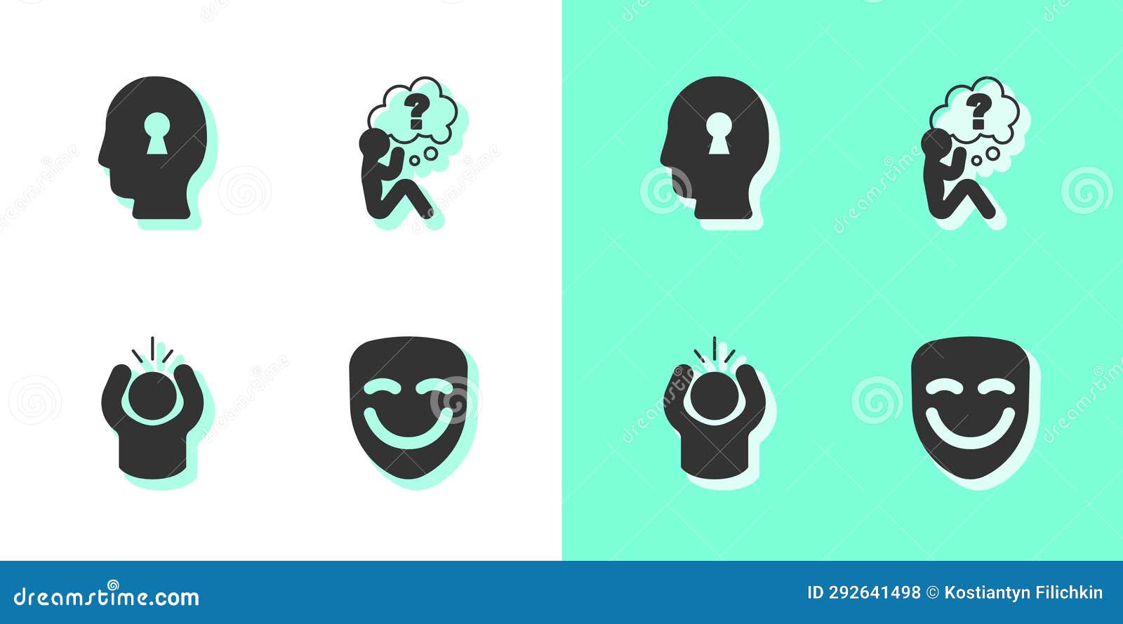 Set Comedy Theatrical Mask, Solution To Problem, Anger and Head with ...