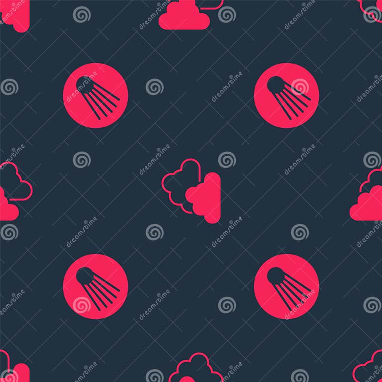 Set Comet and Cloudy Weather on Seamless Pattern. Vector Stock ...
