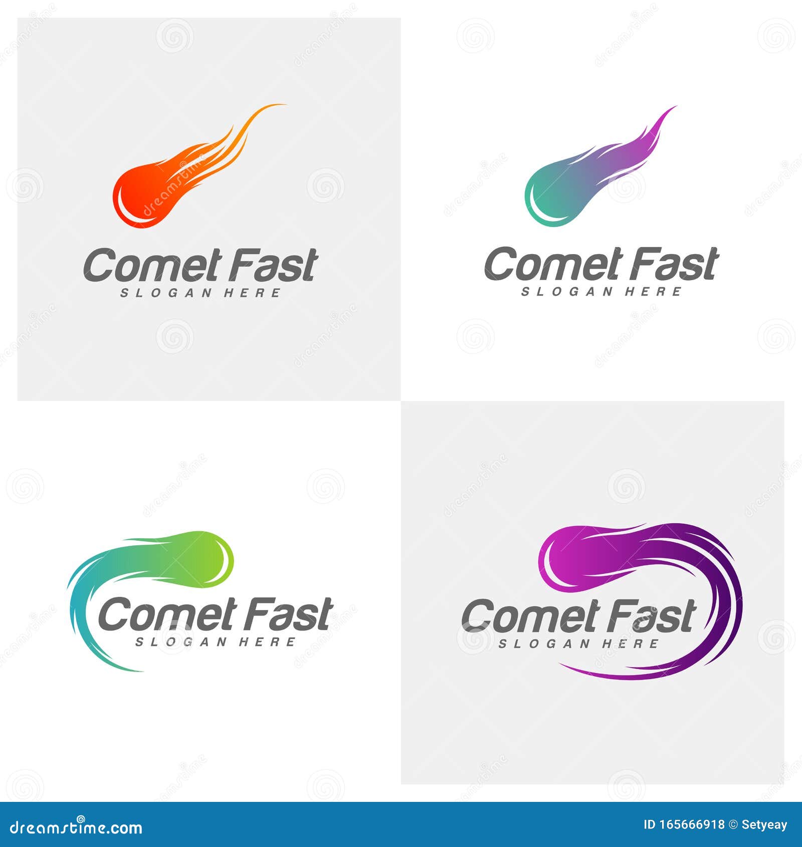 Set of Comet Logo Vector, Comet Logo Design Template, Icon Symbol ...