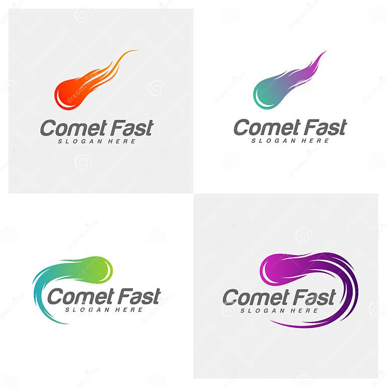 Set of Comet Logo Vector, Comet Logo Design Template, Icon Symbol ...
