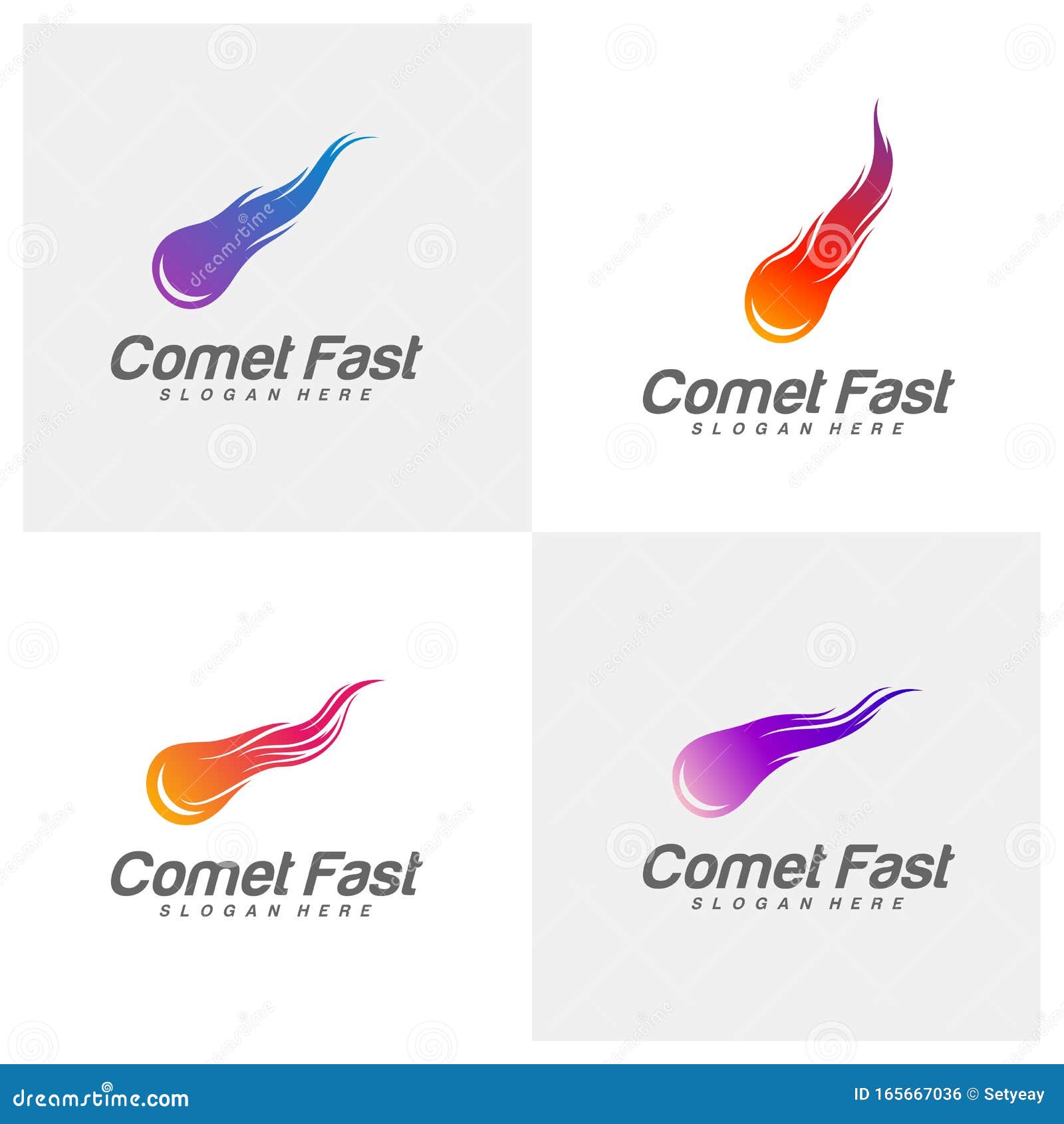 Set of Comet Logo Vector, Comet Logo Design Template, Icon Symbol ...