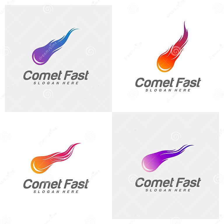 Set of Comet Logo Vector, Comet Logo Design Template, Icon Symbol ...