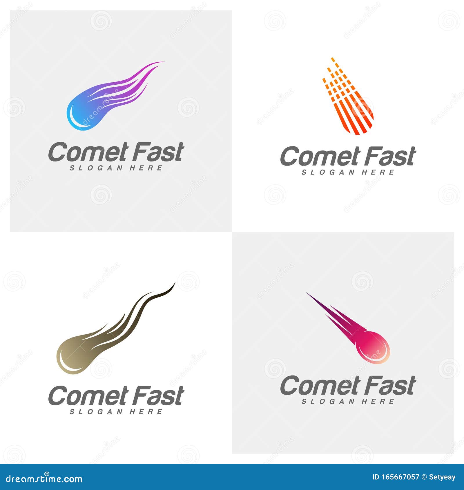 Set of Comet Logo Vector, Comet Logo Design Template, Icon Symbol ...