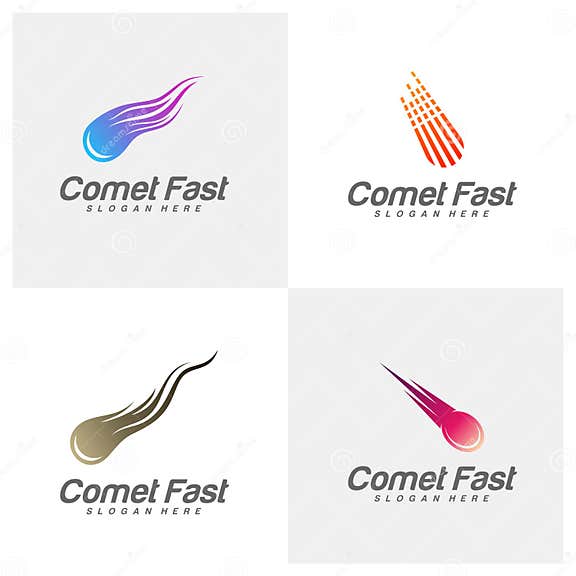 Set of Comet Logo Vector, Comet Logo Design Template, Icon Symbol ...