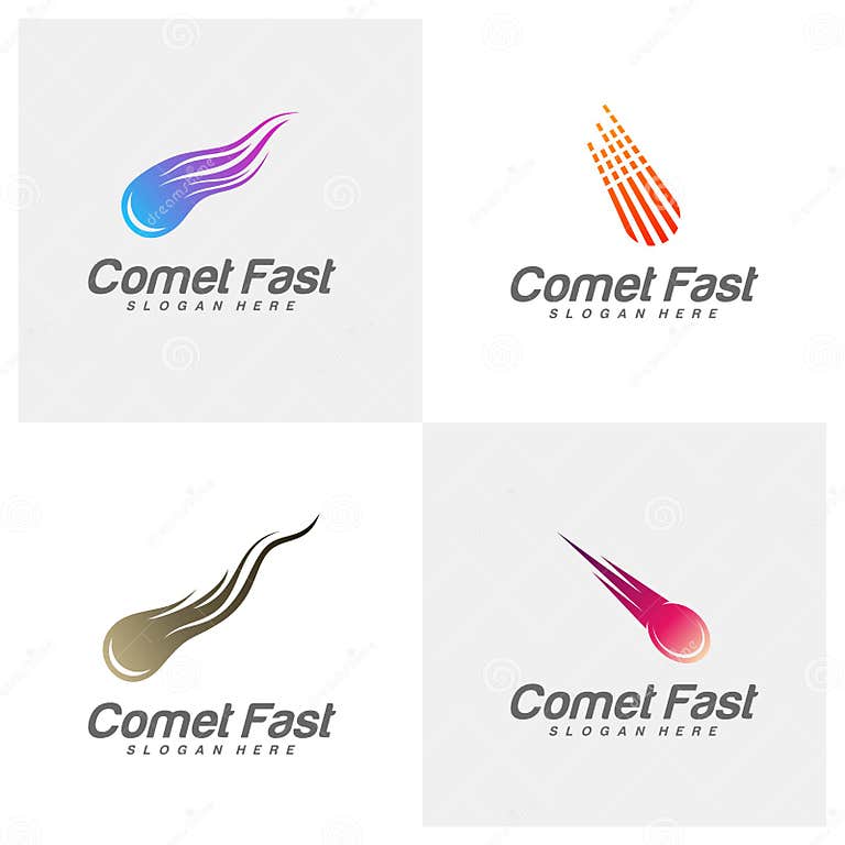 Set of Comet Logo Vector, Comet Logo Design Template, Icon Symbol ...
