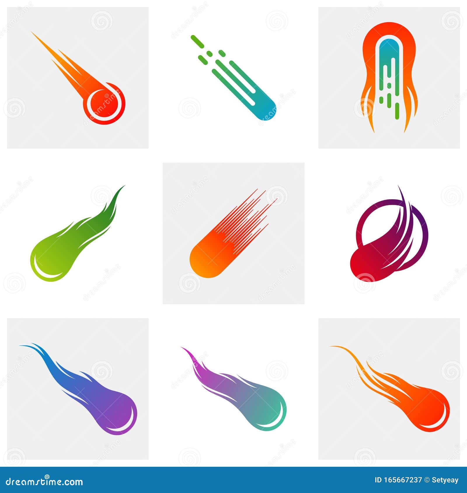 Set of Comet Logo Vector, Comet Logo Design Template, Icon Symbol ...
