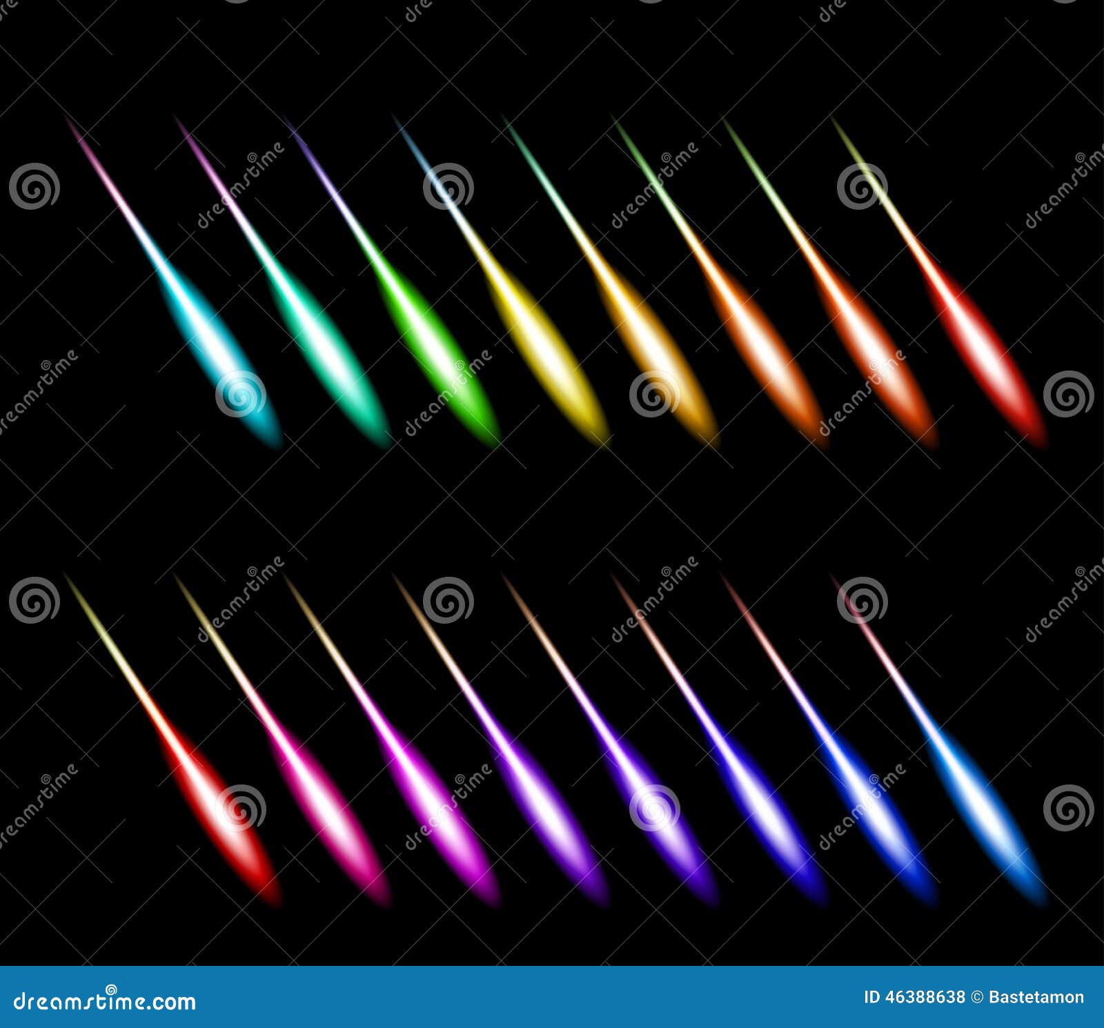 Set of comets stock vector. Illustration of neon, light - 46388638