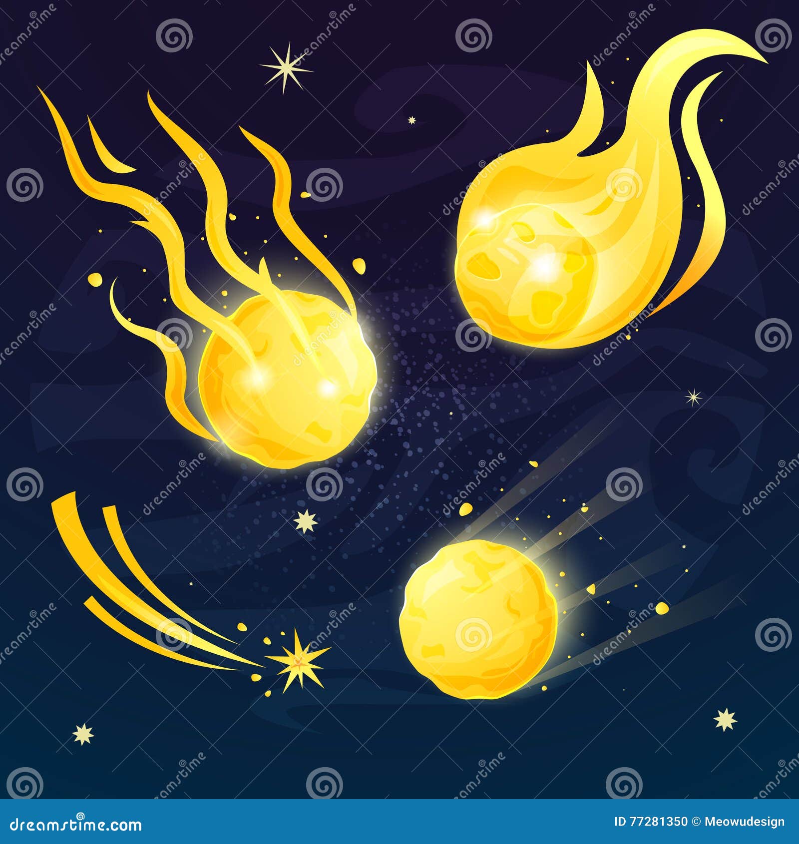 Set of Comets Vector Illustration Stock Vector - Illustration of ...