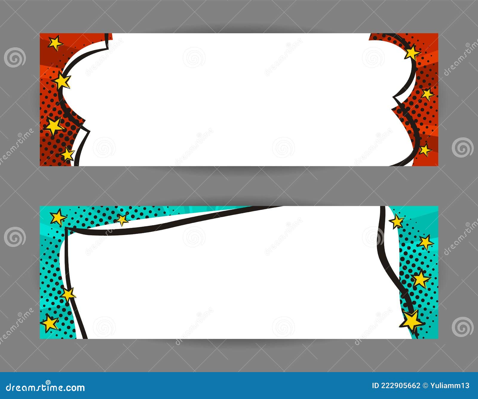 Set Of Comic Banners. Cartoon Text Frame On A Bright Background Vector ...