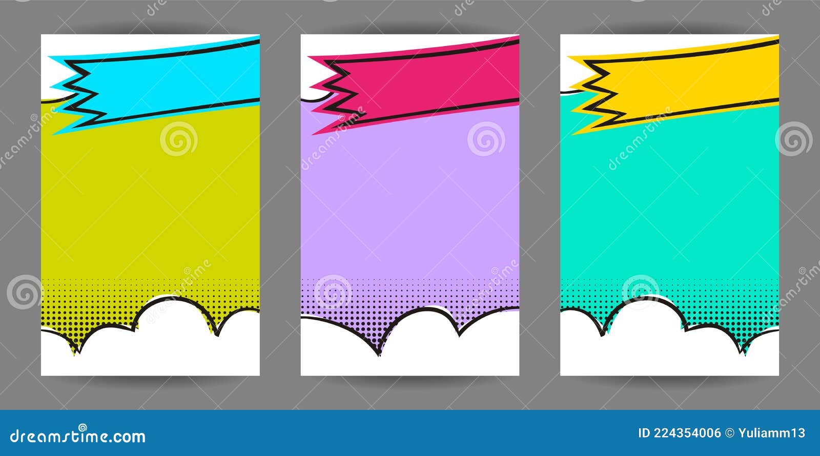 Set Of Comic Banners. Cartoon Text Frame On A Cloud Background Vector ...