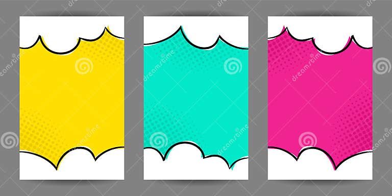 Set of Comic Banners. Cartoon Text Frame on a Cloud Background Stock ...