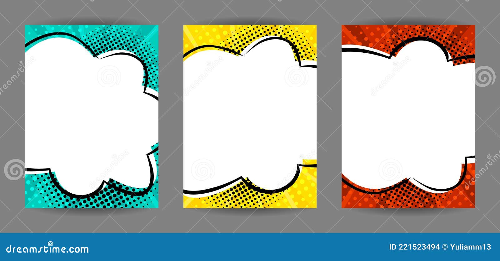 Set Of Comic Banners. Cartoon Text Frame On A Cloud Background Vector ...