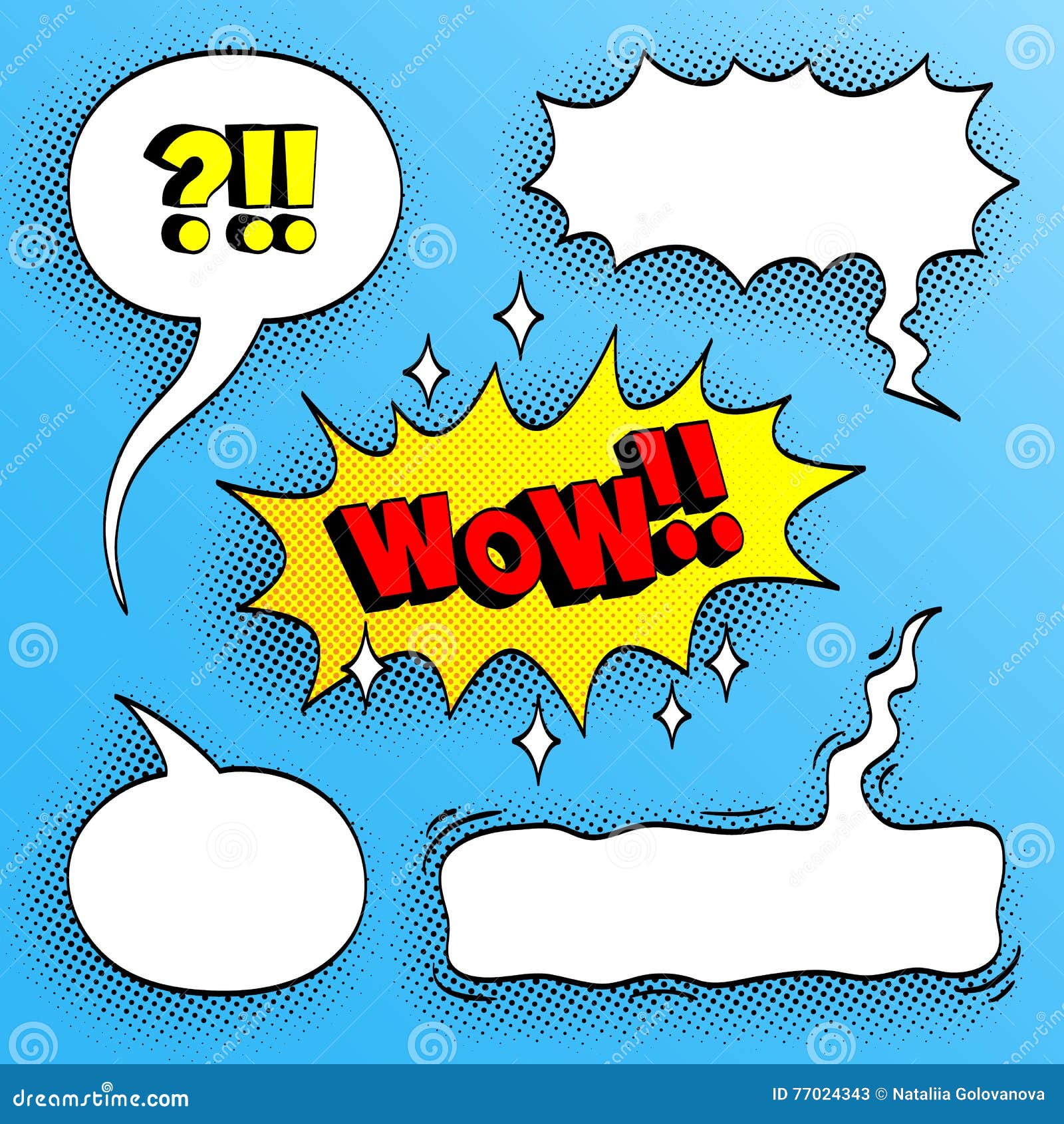 Set of comic bubbles. stock vector. Illustration of cloud - 77024343