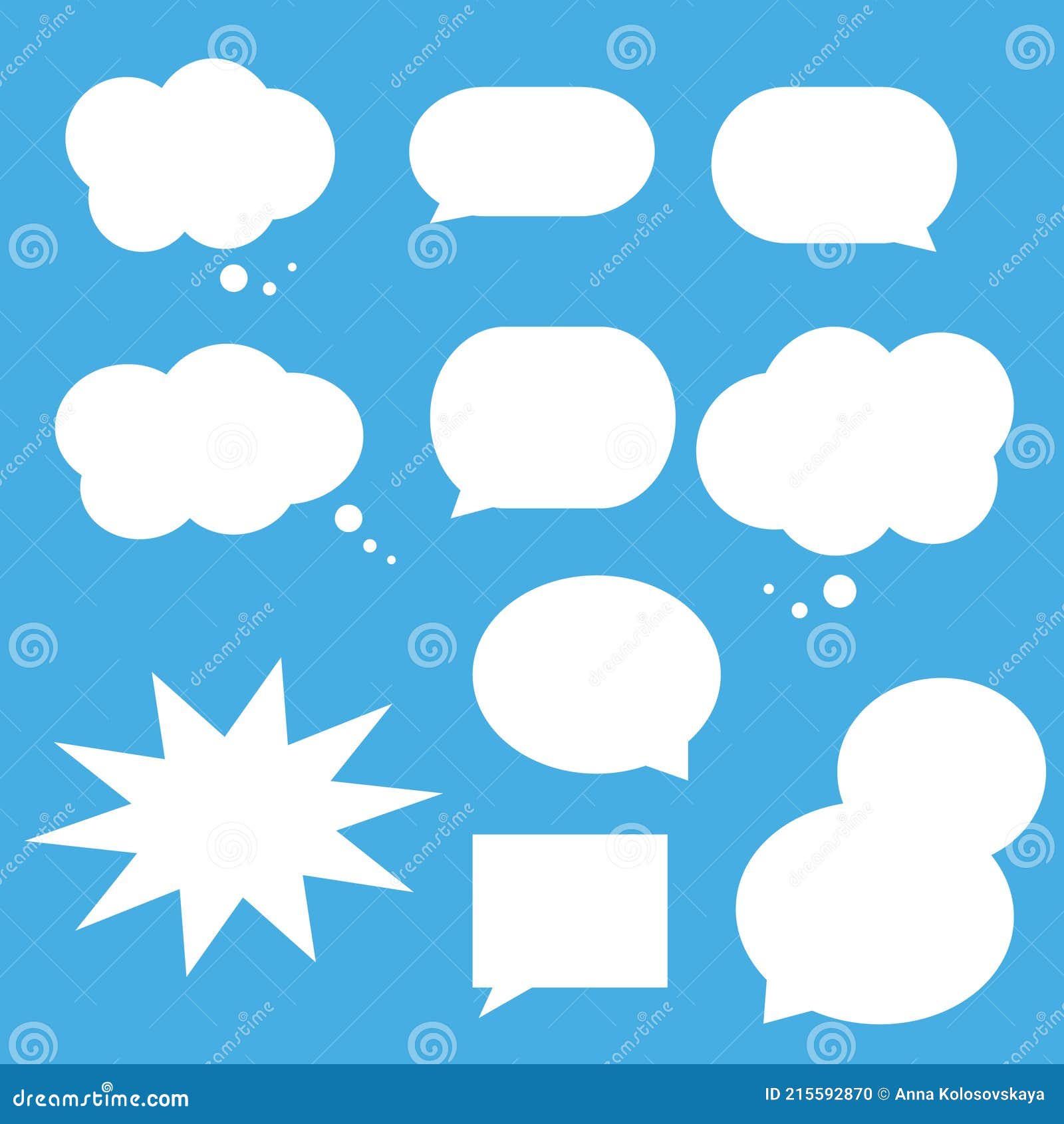 Set of Comic Dialogue Box Vector Illustration Stock Vector ...