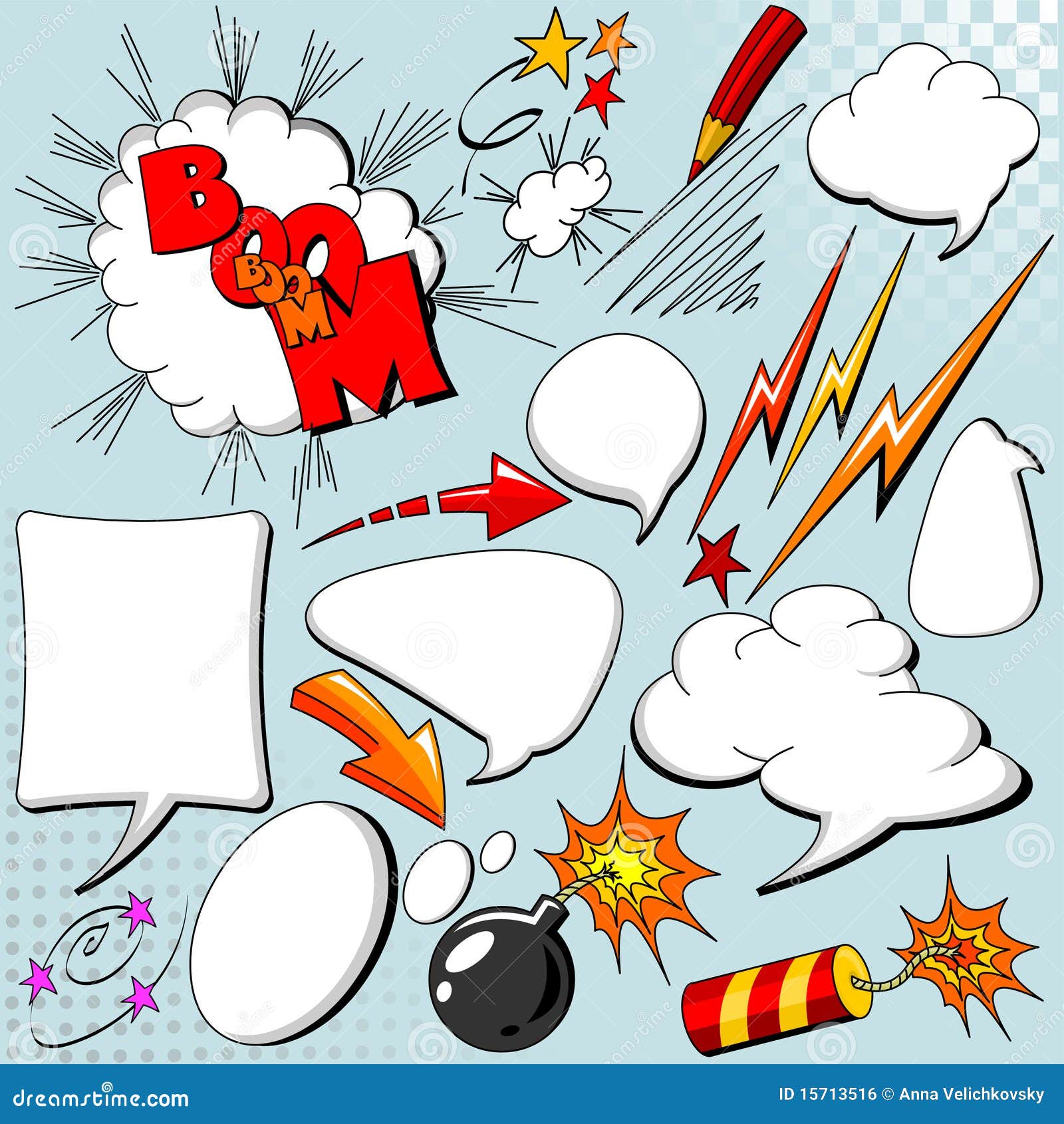 Set of comic elements stock vector. Illustration of chat - 15713516