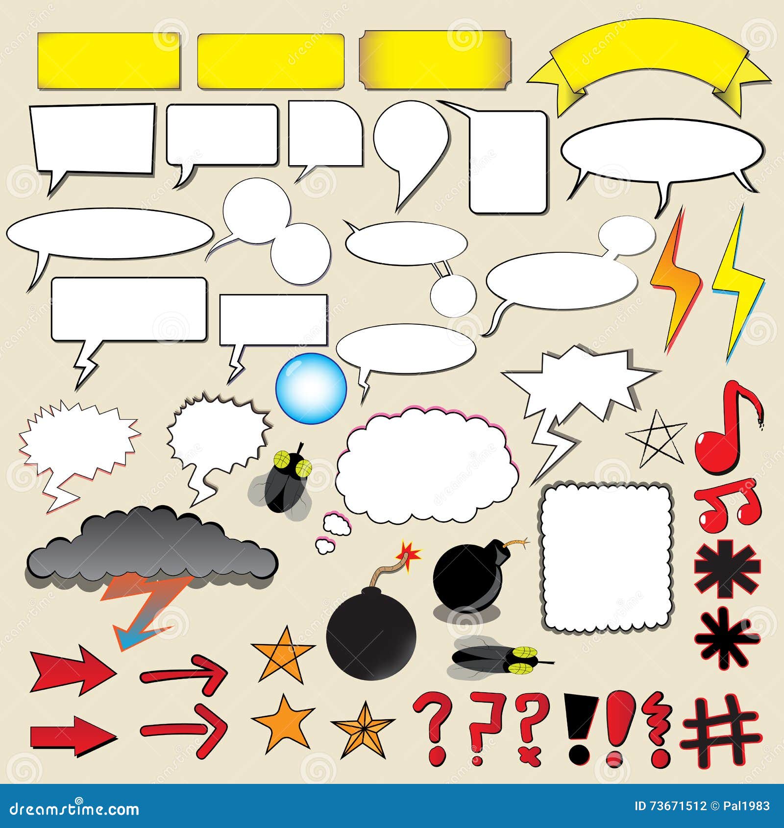 Set comic elements stock vector. Illustration of discussion - 73671512
