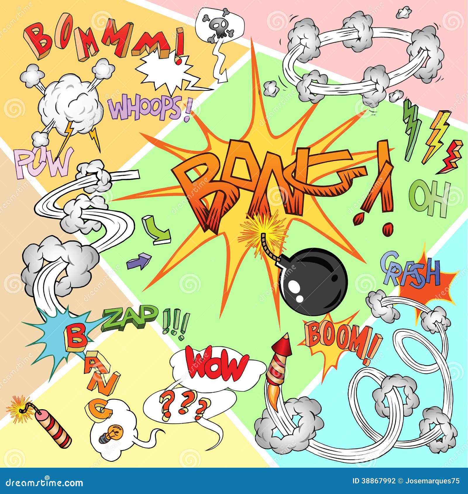 Set of comic elements stock illustration. Illustration of energy - 38867992