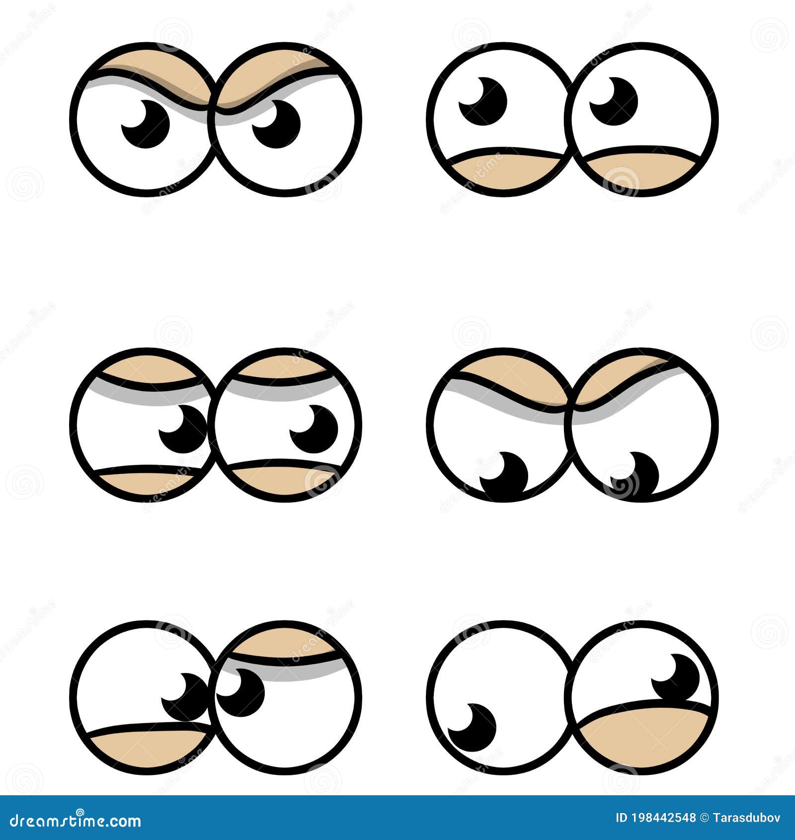 Set of Comic Eyes with Different Expressions of Emotions Stock Vector ...