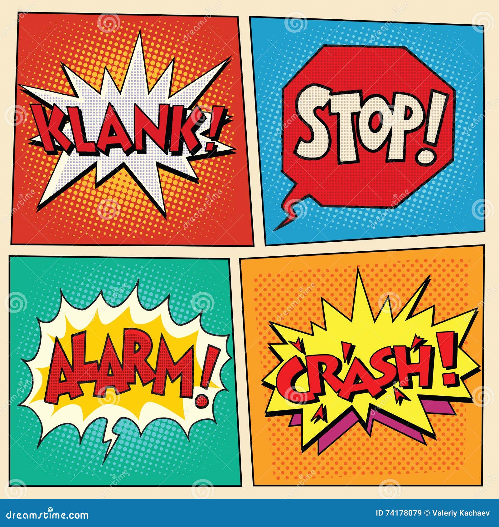 Set Comic Pop Art Bubbles with Text Stock Vector - Illustration of ...