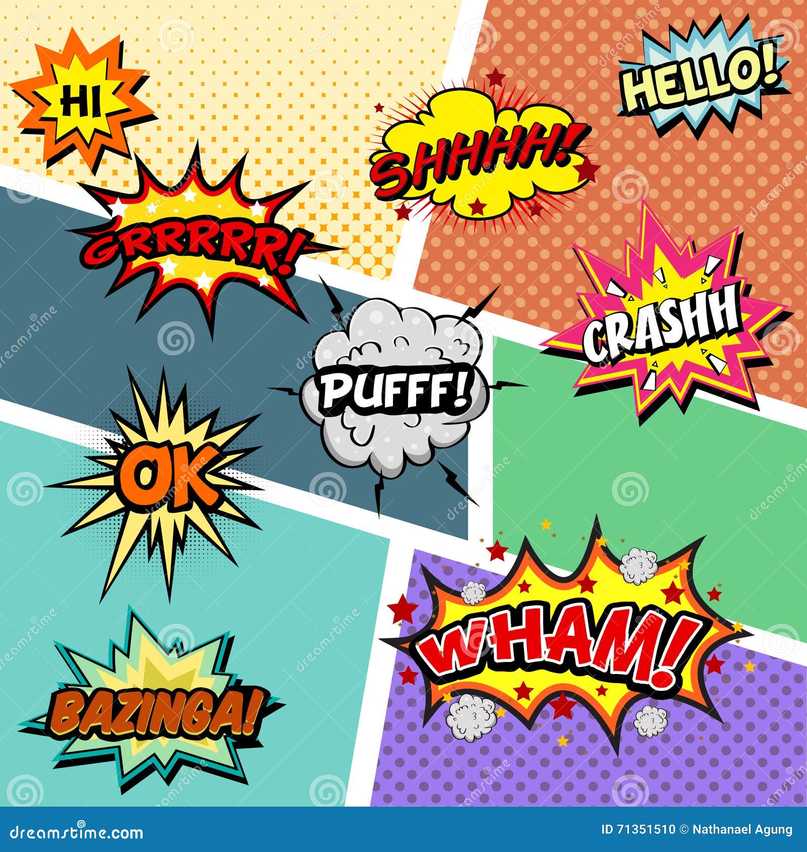 Set of comic sound effects stock vector. Illustration of crash - 71351510