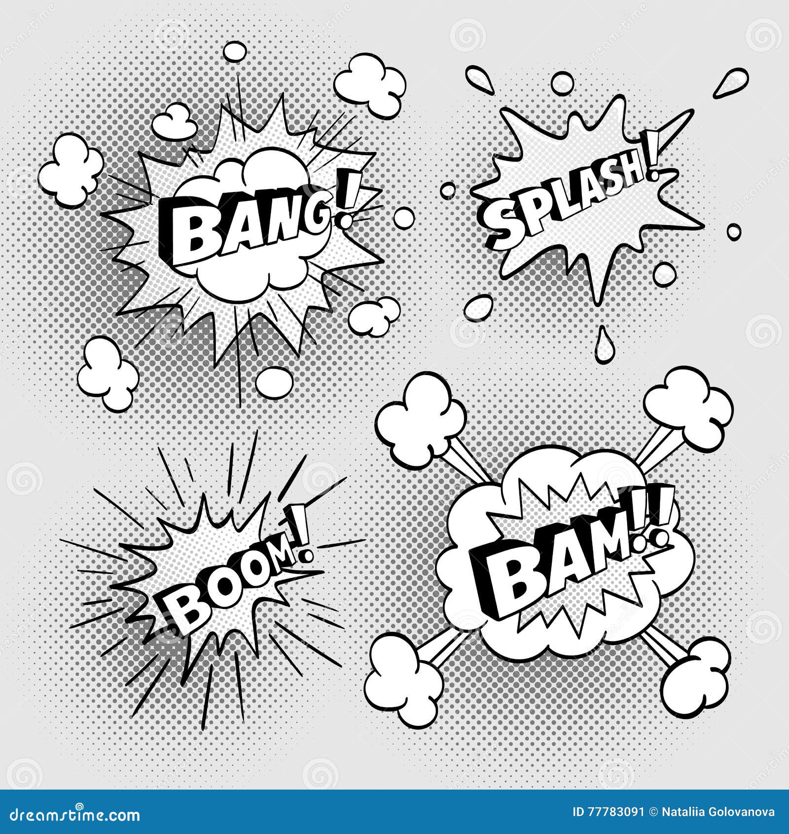 Set of Comic Sound Effects. Stock Vector - Illustration of sticker ...