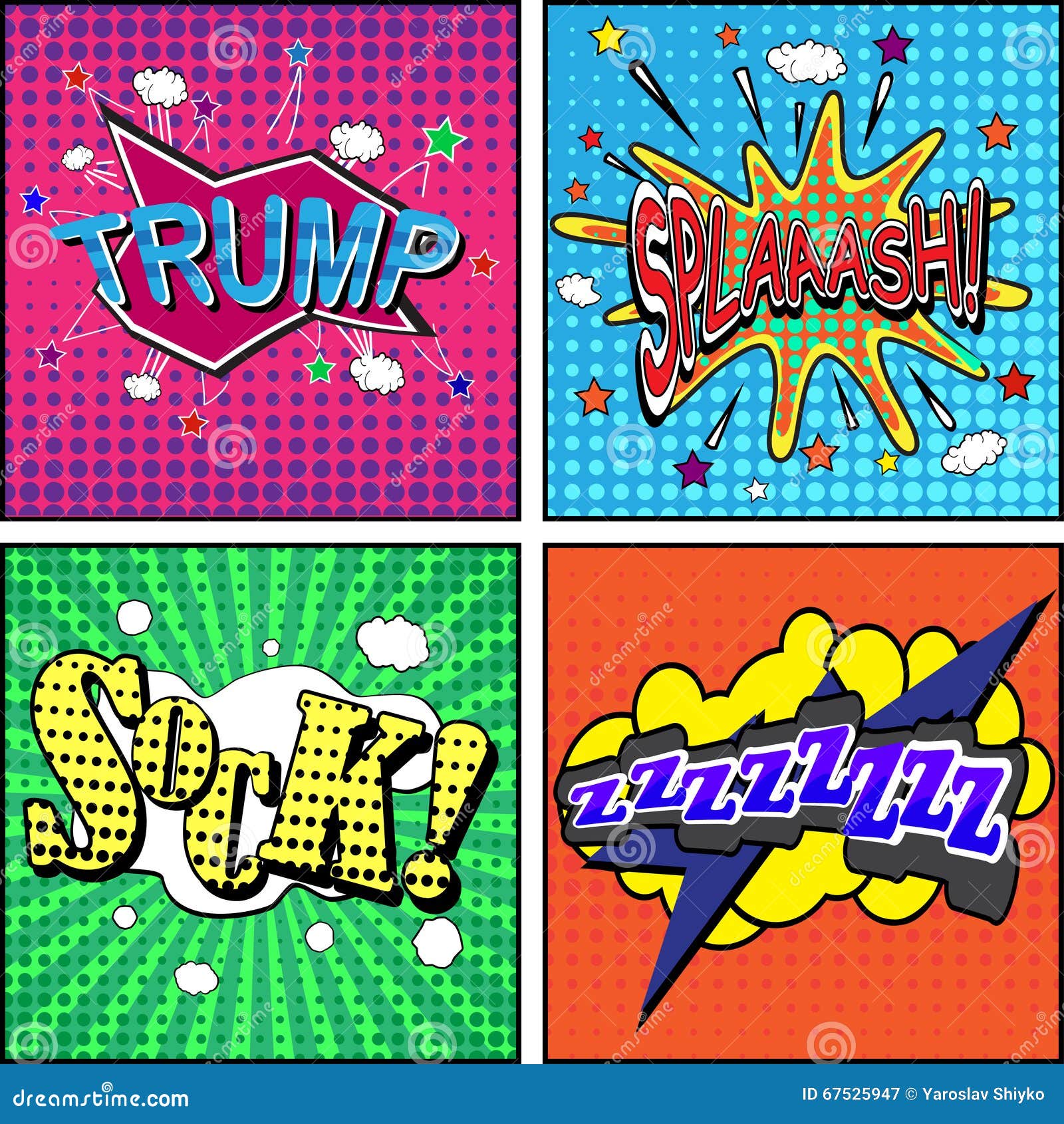 Set of Comic Sound Effects. Stock Vector - Illustration of design ...