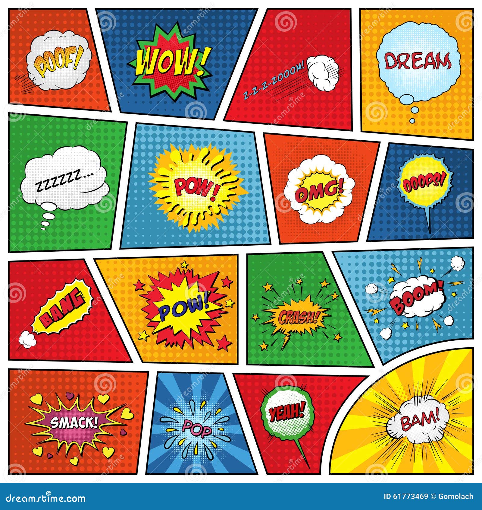 Set of comic sound effects stock vector. Illustration of discussion ...