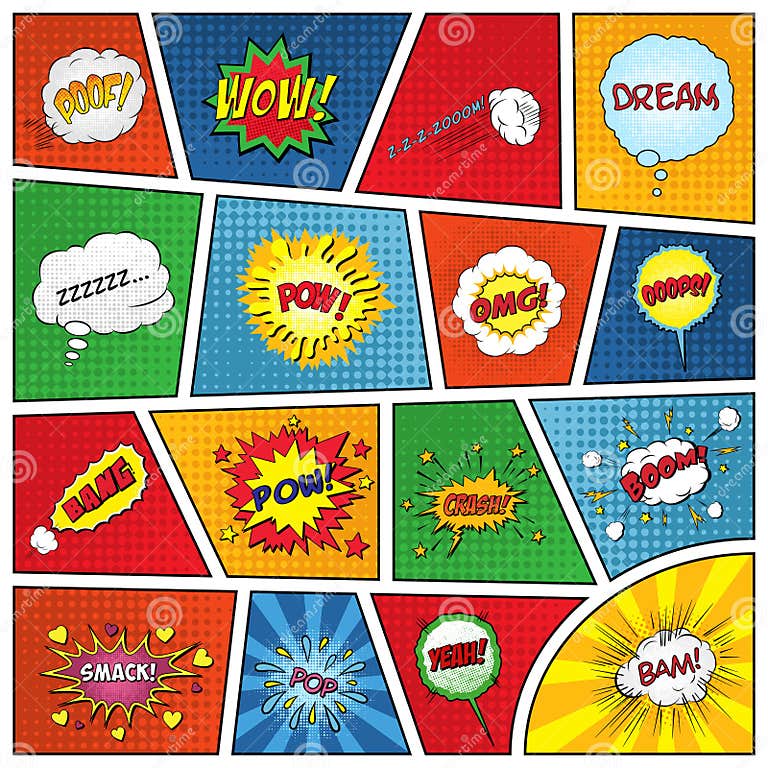Set of comic sound effects stock vector. Illustration of discussion ...