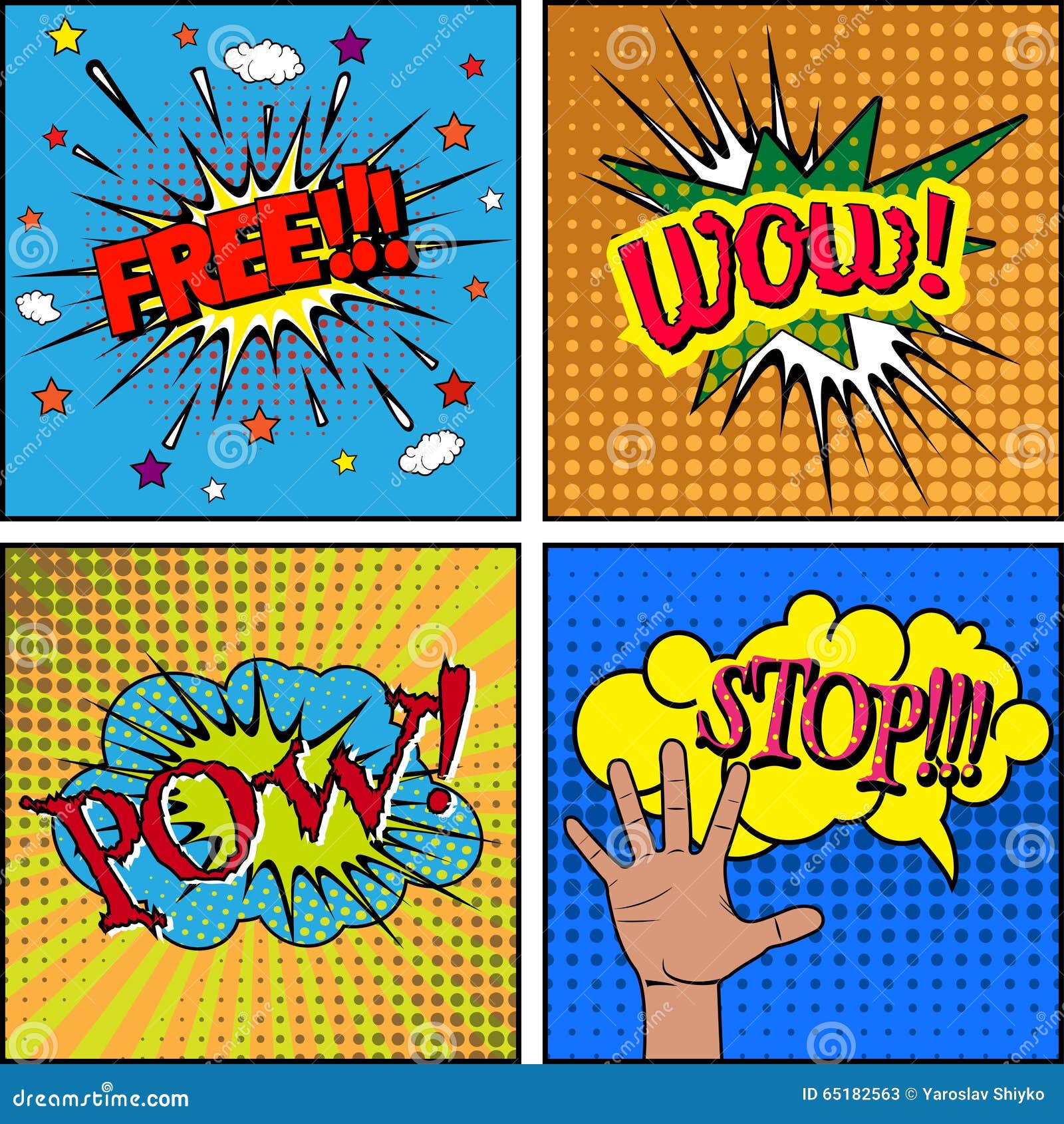 Set of Comic Sound Effects. Stock Vector - Illustration of poof, cloud ...