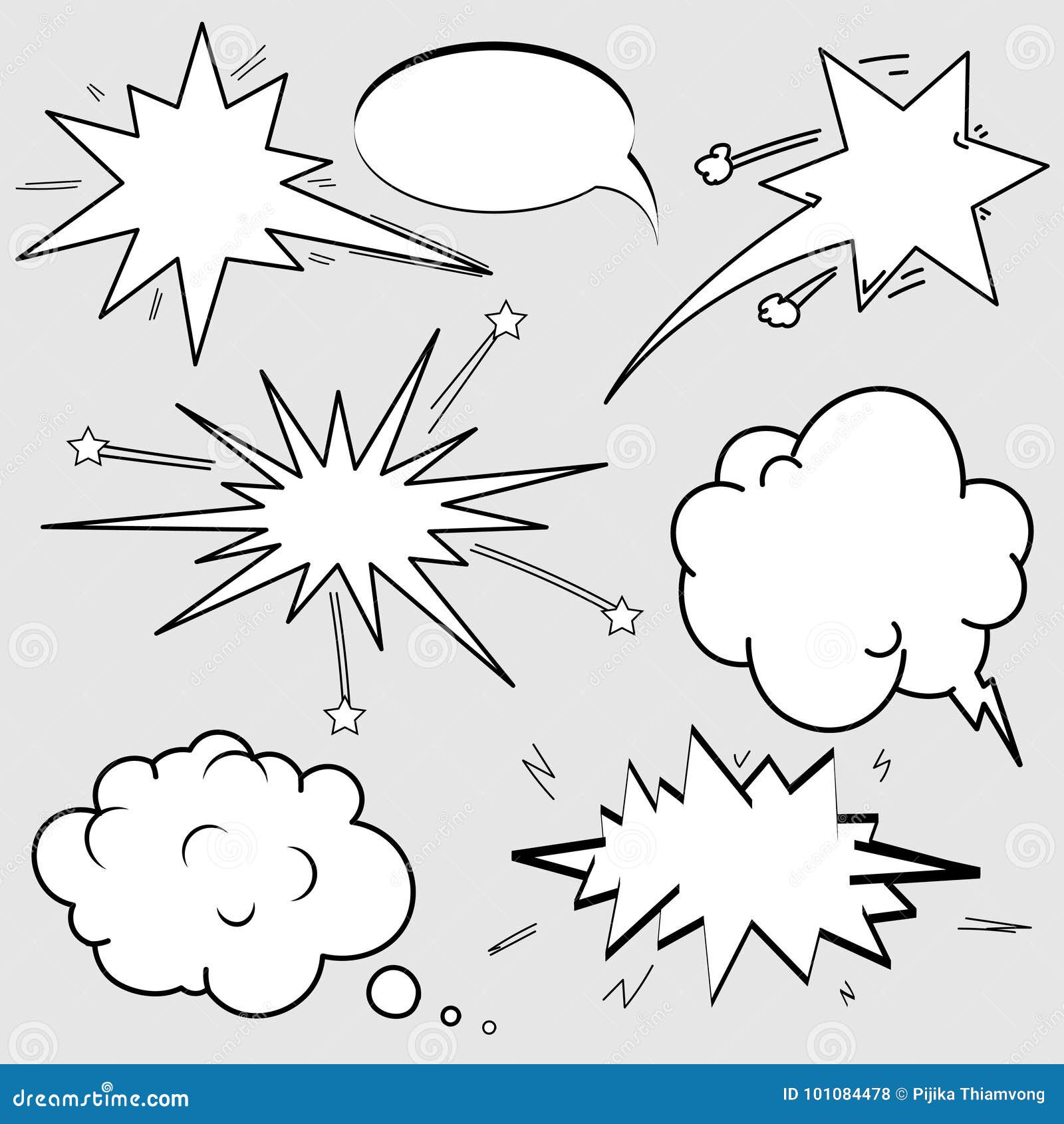 Set Of Comic Speech Bubbles Cartoon, Empty Dialog Clouds In Pop Art ...