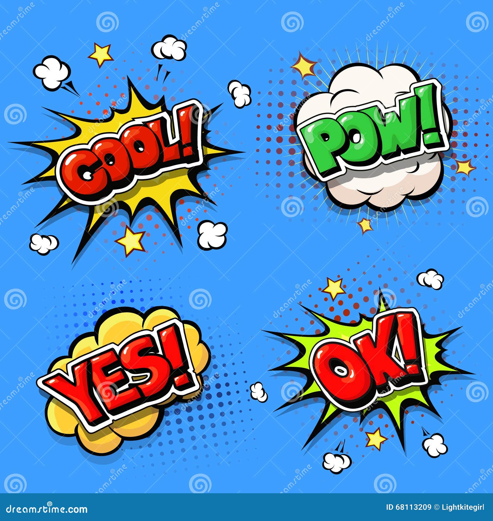 Set of Comic Speech Bubbles and Dynamic Explosion Boom Stock Vector ...