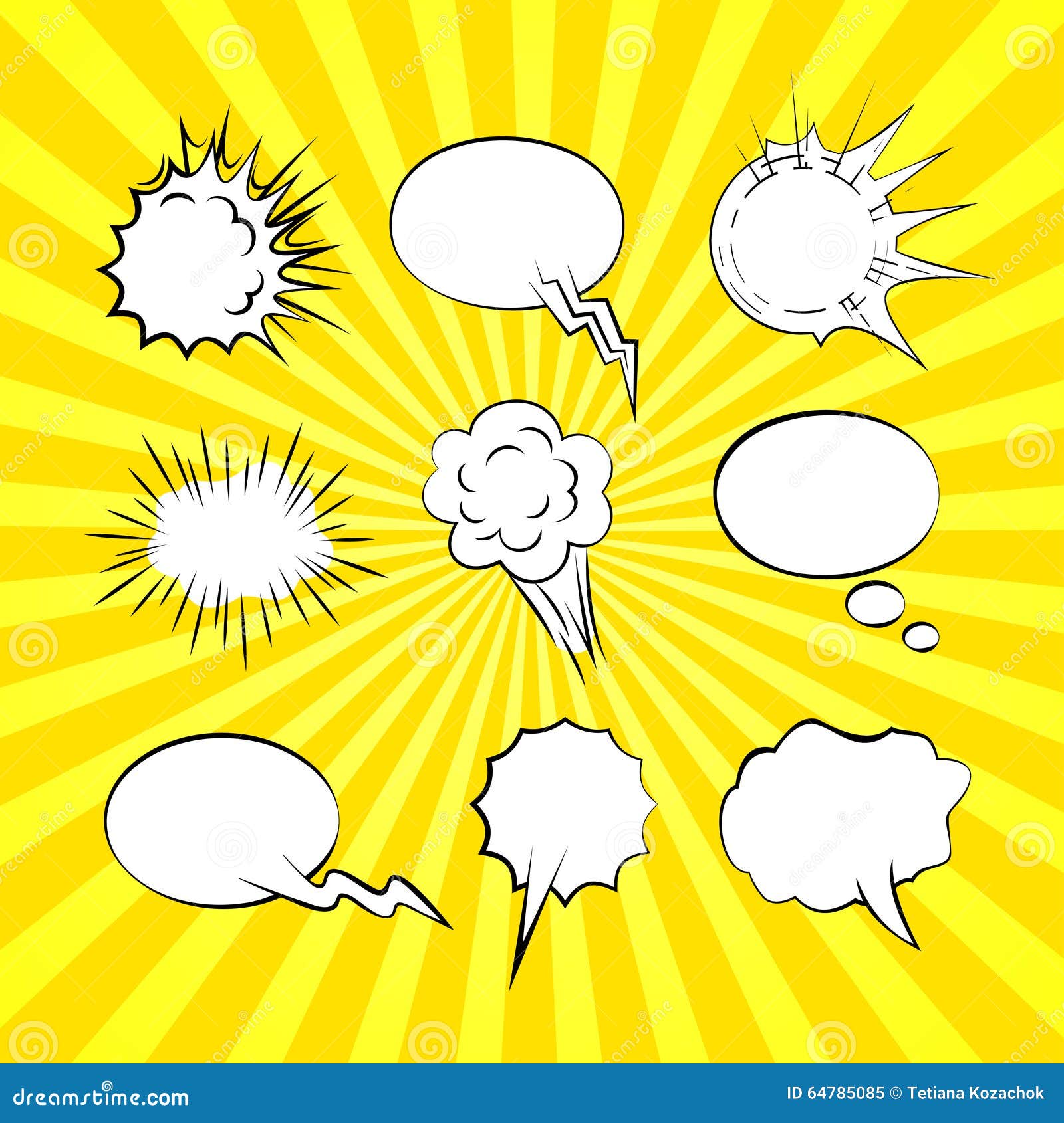 Set of Comic Speech Bubbles and Explosion Elements Stock Vector ...