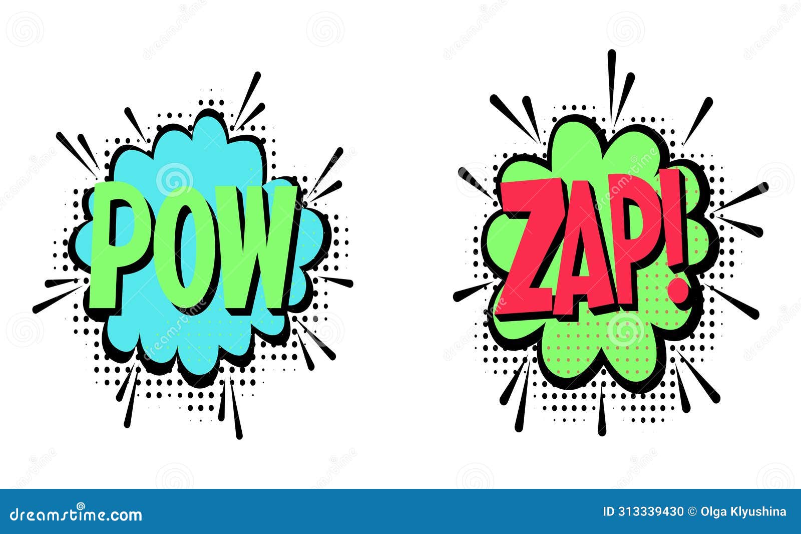 Set Comic Speech Bubbles with Text POW and ZAP. Stock Vector ...