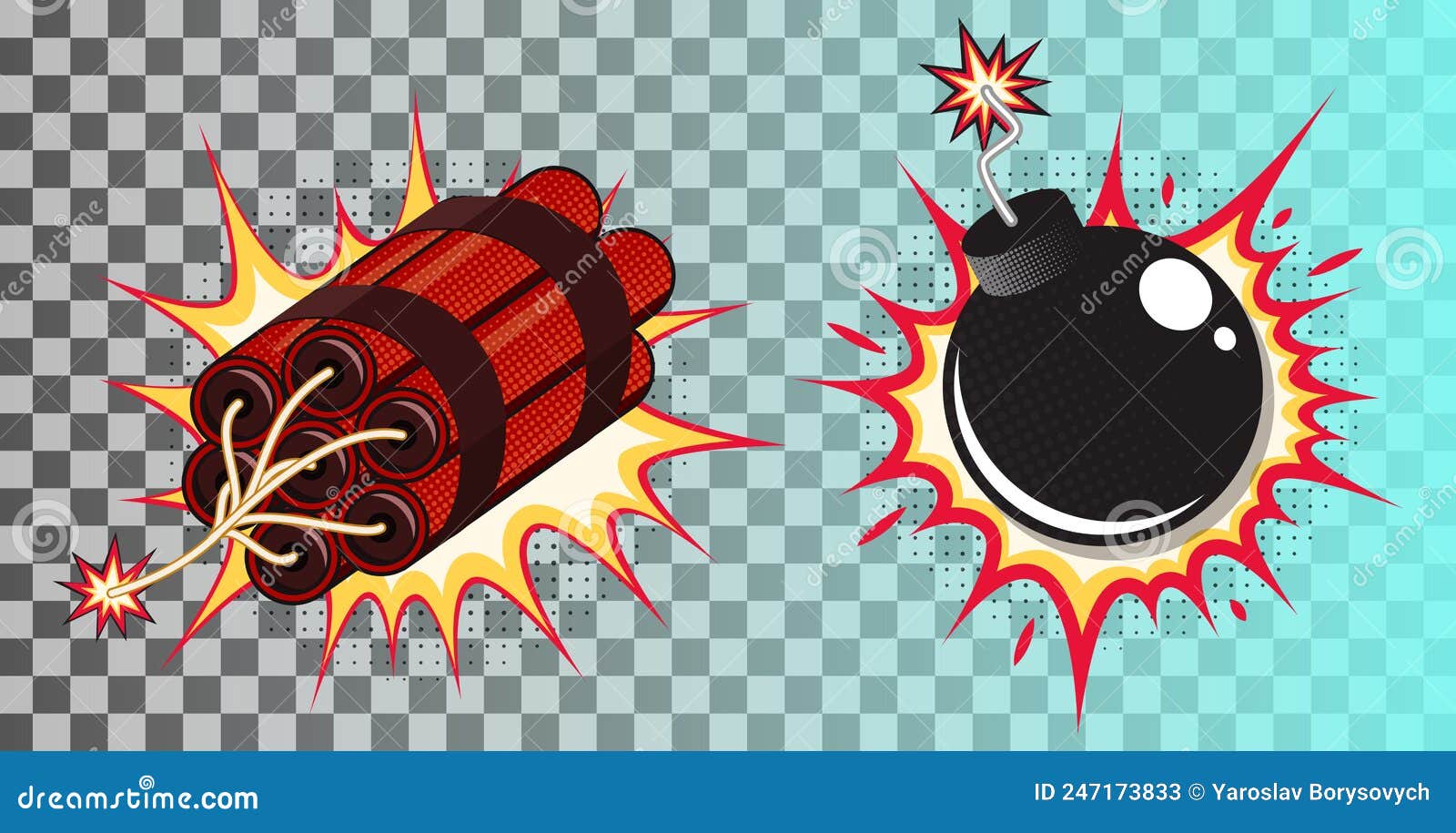 Set of Comic Style Bomb and Dynamite. Vector Stock Vector ...