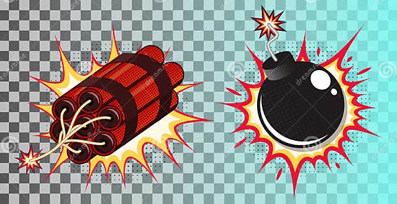 Set of Comic Style Bomb and Dynamite. Vector Stock Vector ...