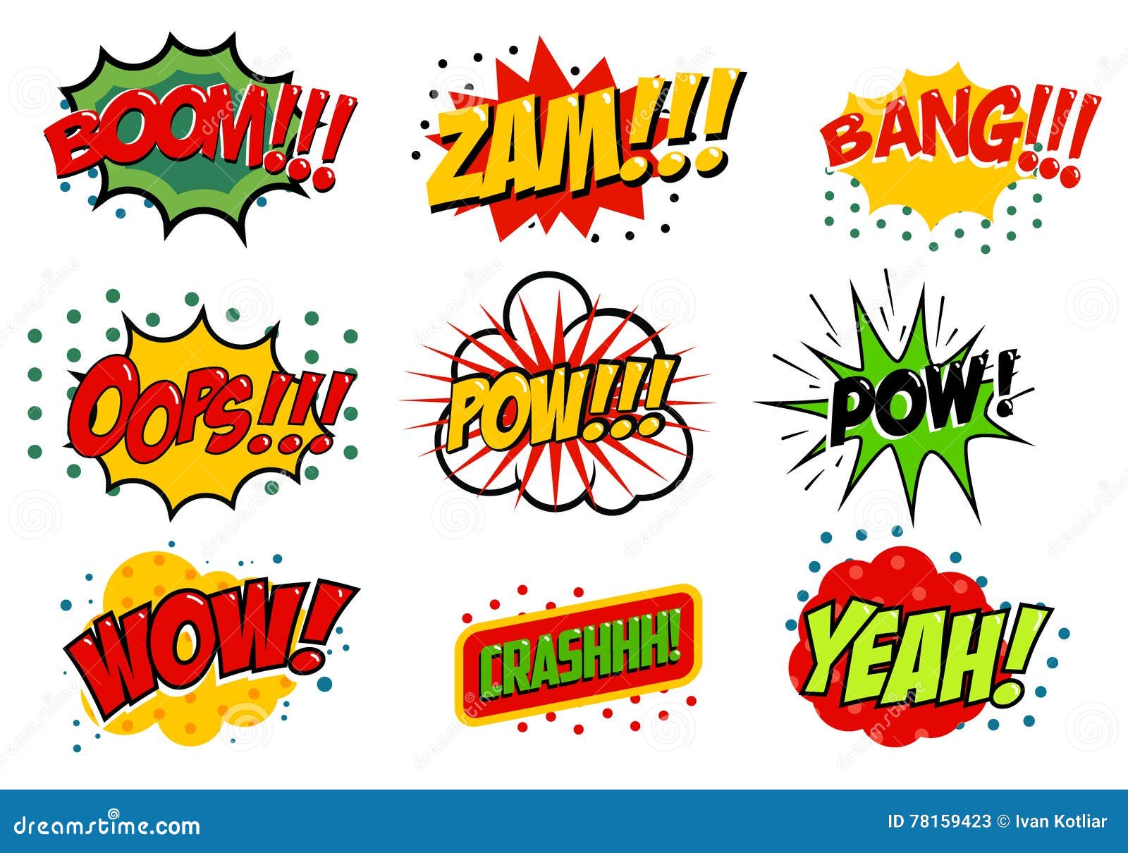 Set of Comic Style Sound Effects. Vector Illustration Stock Vector ...