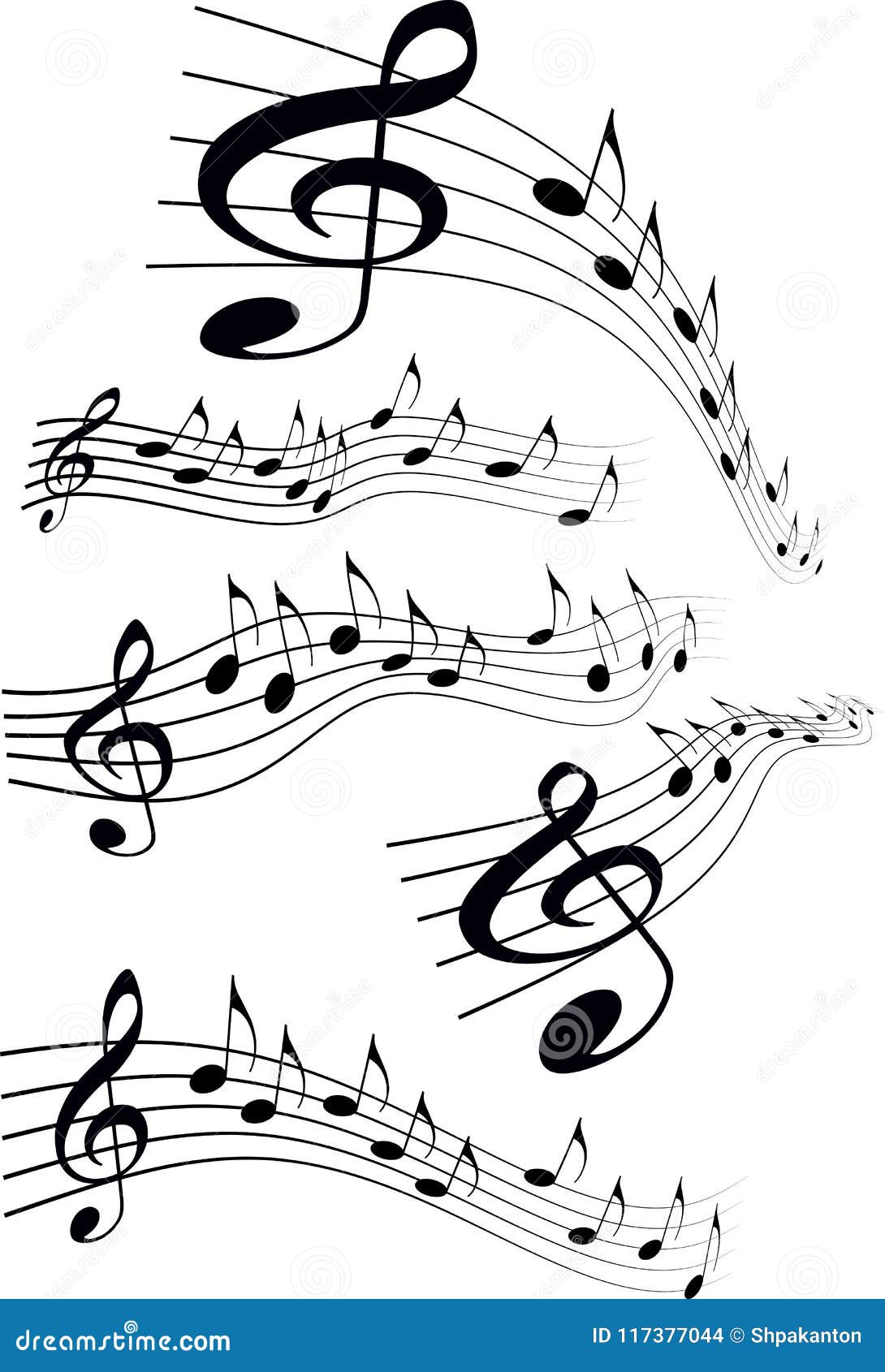 Various Music Notes On Stave, Cartoon Vector | CartoonDealer.com #36948293