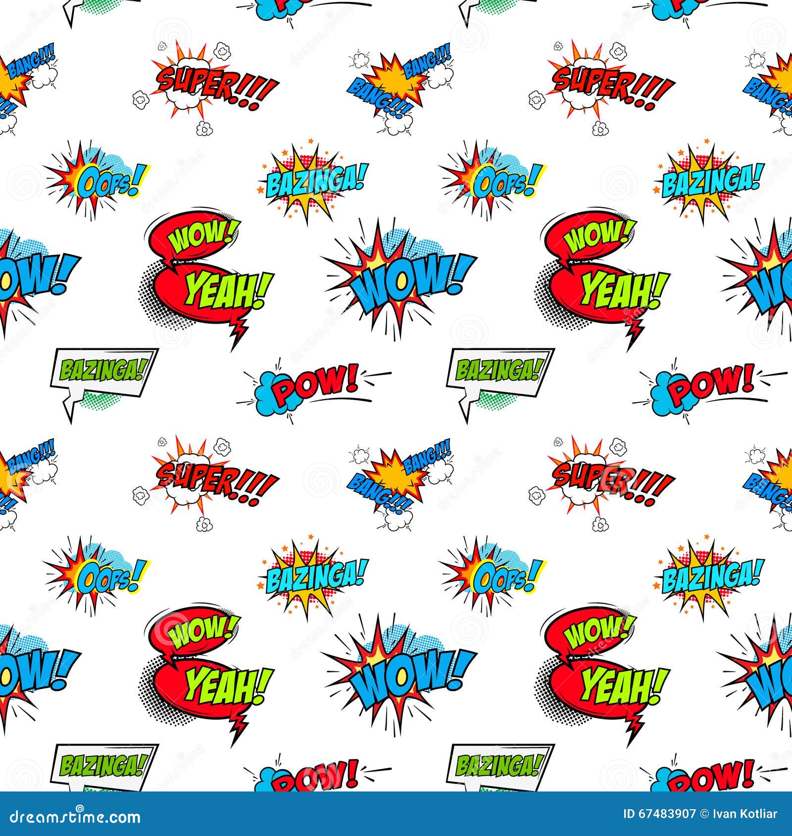 Set of Comic Text, Pop Art Style Phrases. Seamless Pattern Stock Vector ...