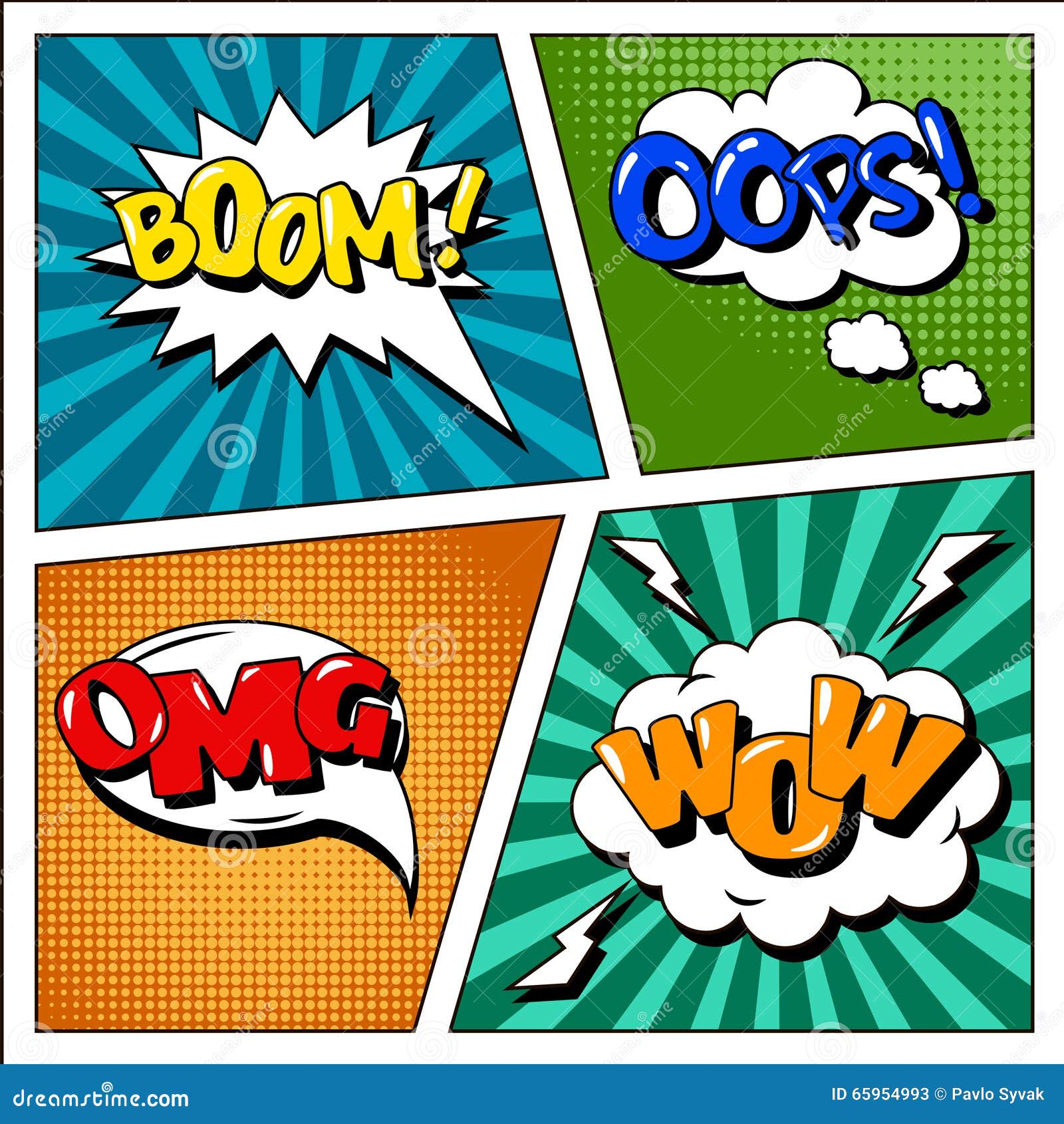 Big Set Of Comics Bubbles In Pop Art Style Vector Illustration ...