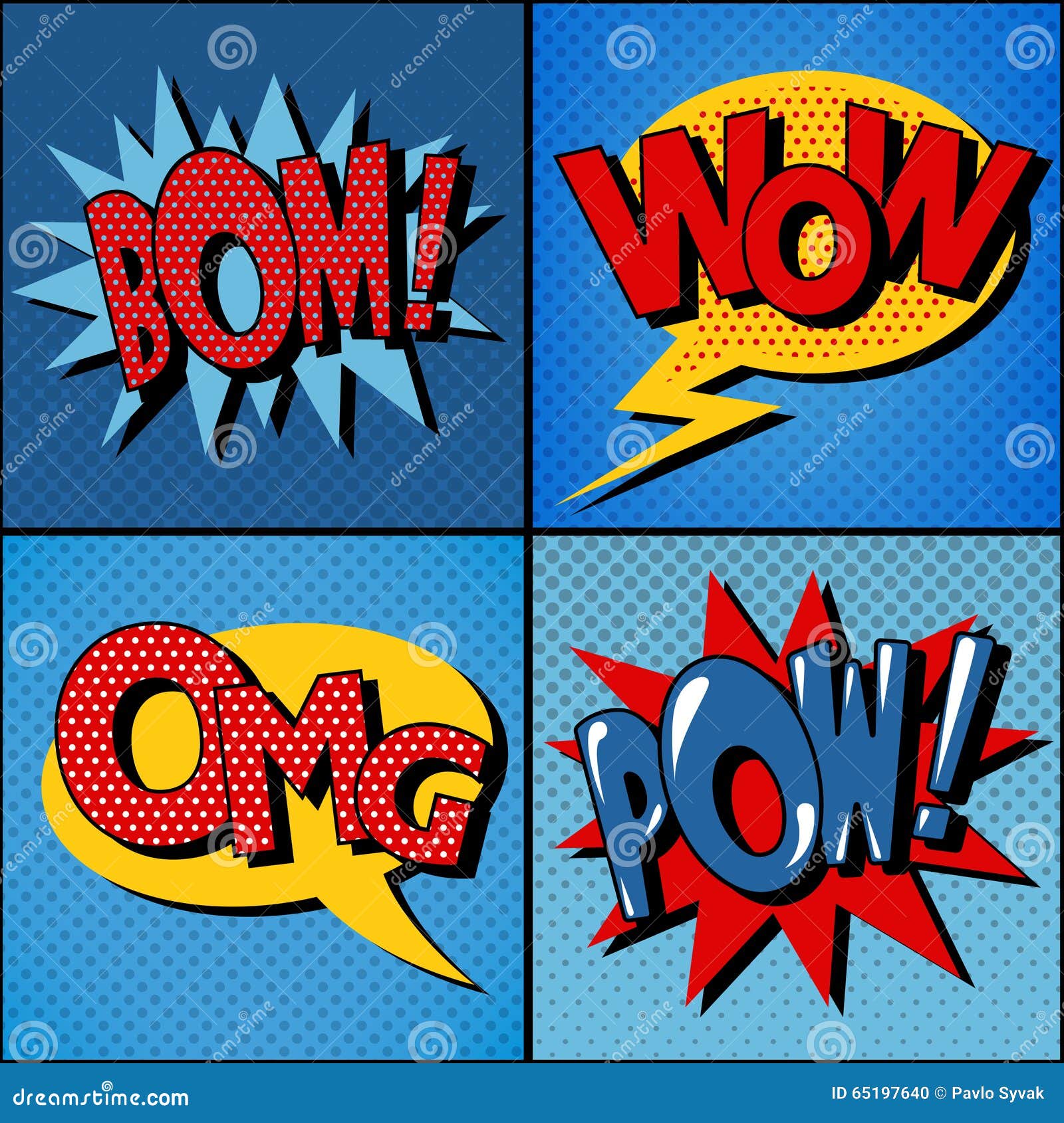 Big Set Of Comics Bubbles In Pop Art Style Vector Illustration ...