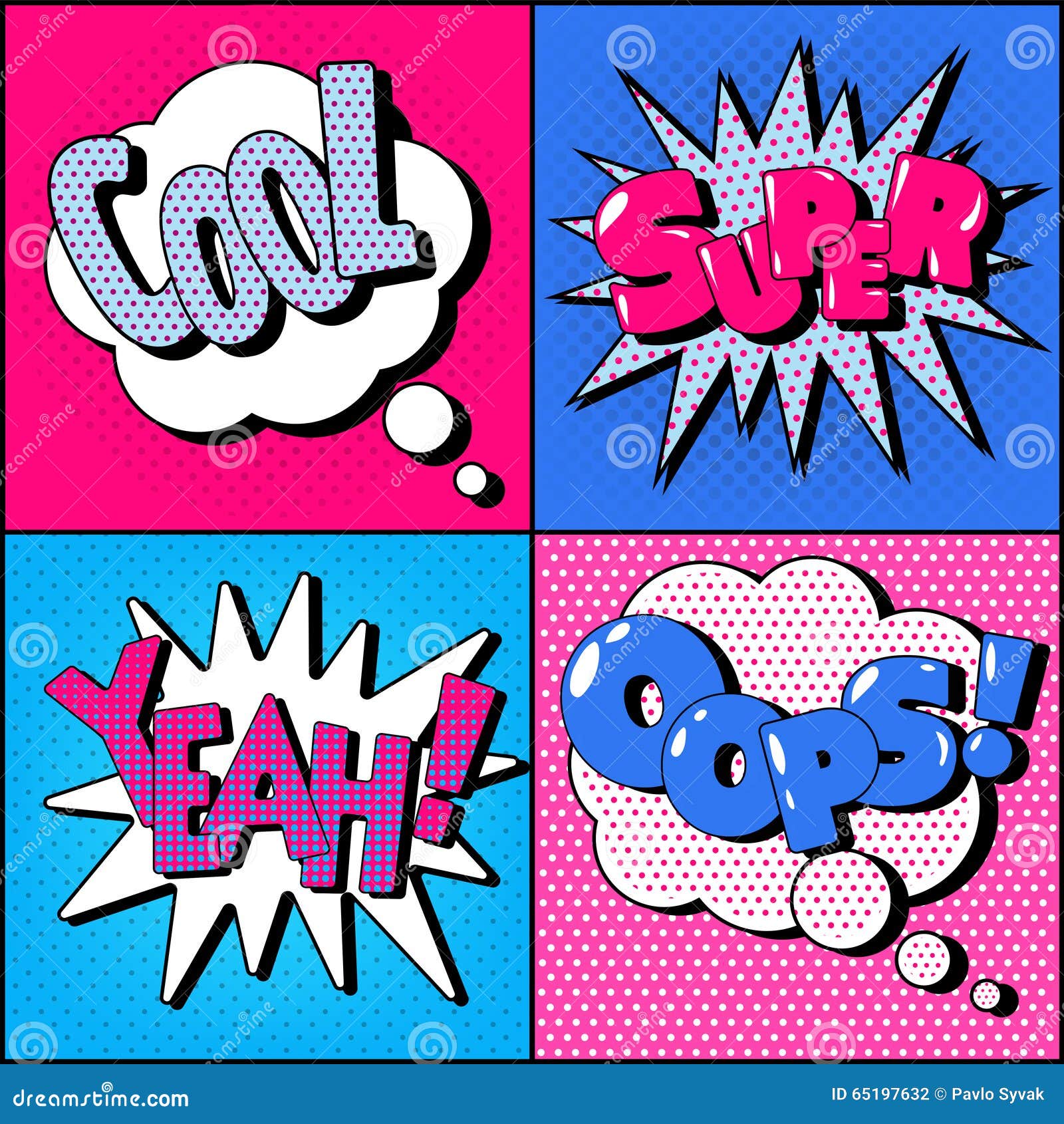 Big Set Of Comics Bubbles In Pop Art Style Vector Illustration ...