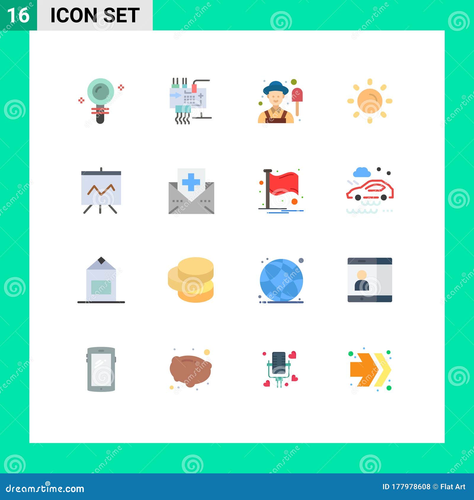 Set of 16 Commercial Flat Colors Pack for Graph, Shine, Parts, Sun ...