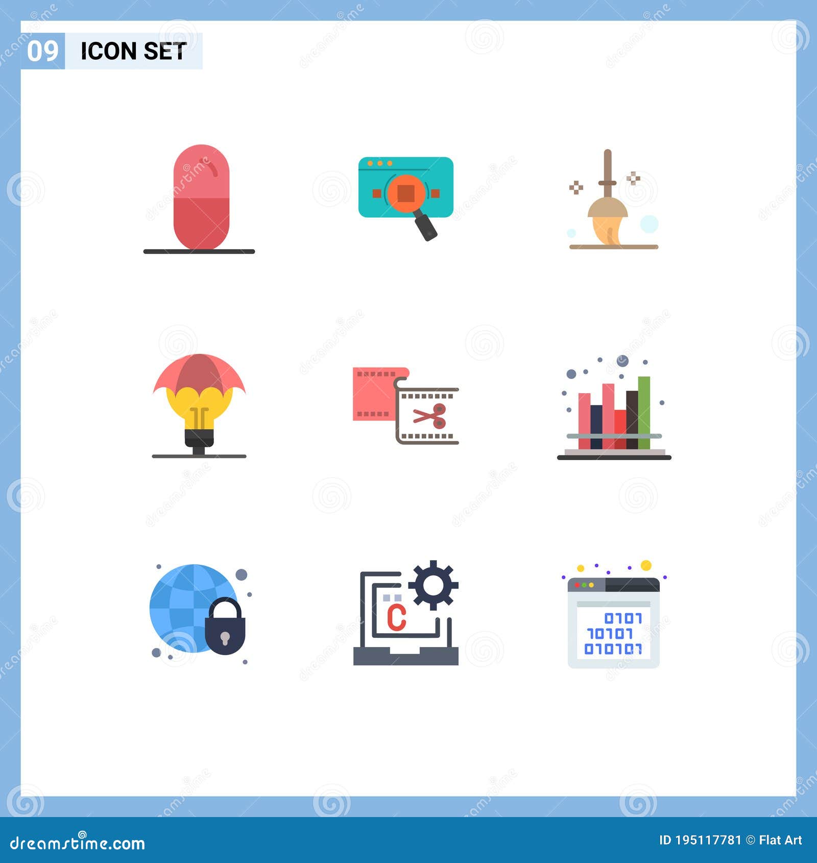 Pack of 9 Modern Flat Colors Signs and Symbols for Web Print Media Such ...