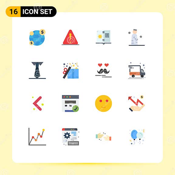 Universal Icon Symbols Group of 16 Modern Flat Colors of Study, Prayer ...