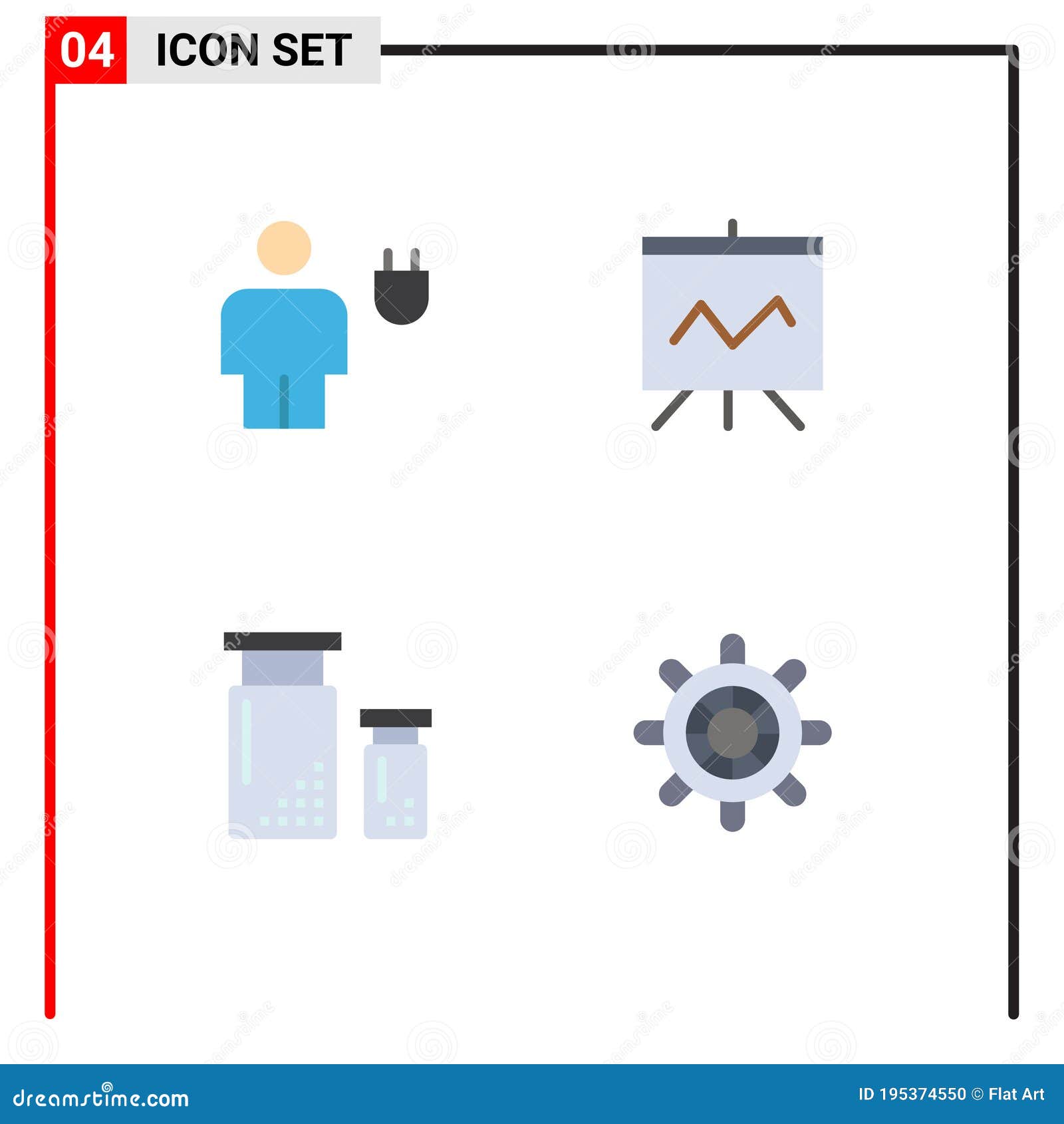 Pack of 4 Modern Flat Icons Signs and Symbols for Web Print Media Such ...